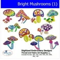 Threadart Machine Embroidery Designs - Bright Mushrooms (1) - Walmart.com