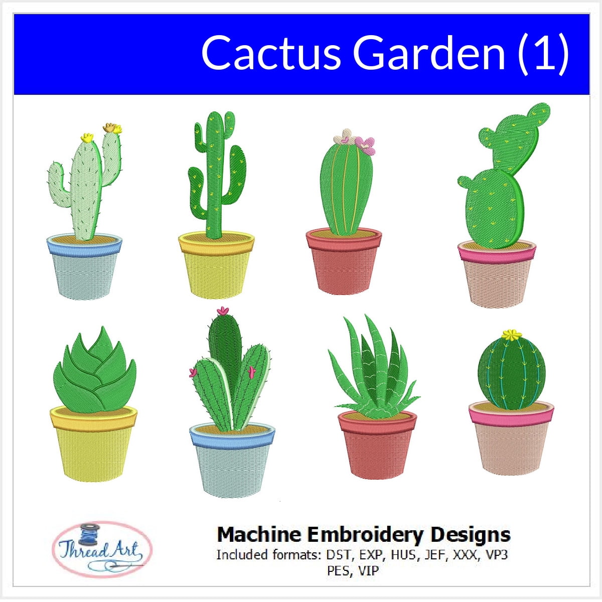 Threadart Machine Embroidery Designs - Cactus Garden - Walmart.com