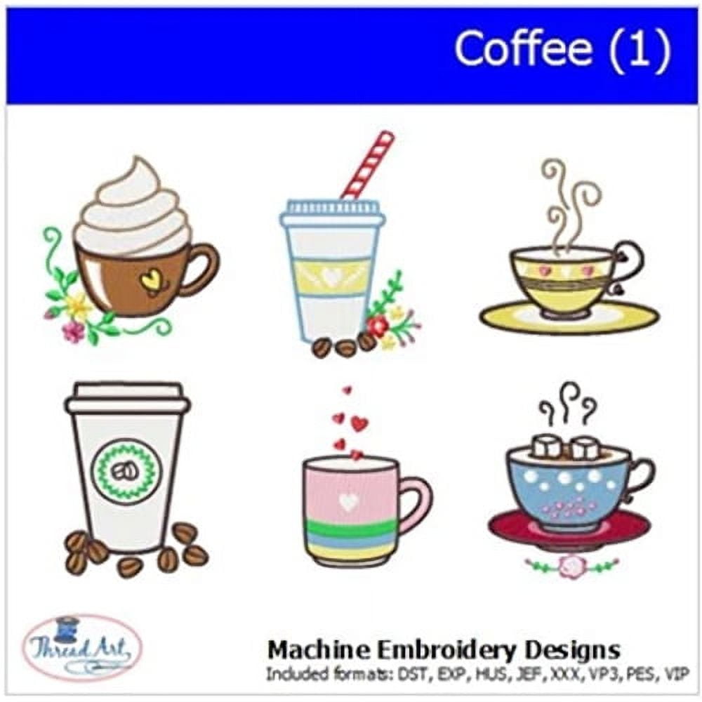 Threadart Machine Embroidery Designs -Coffee(1) - Walmart.com
