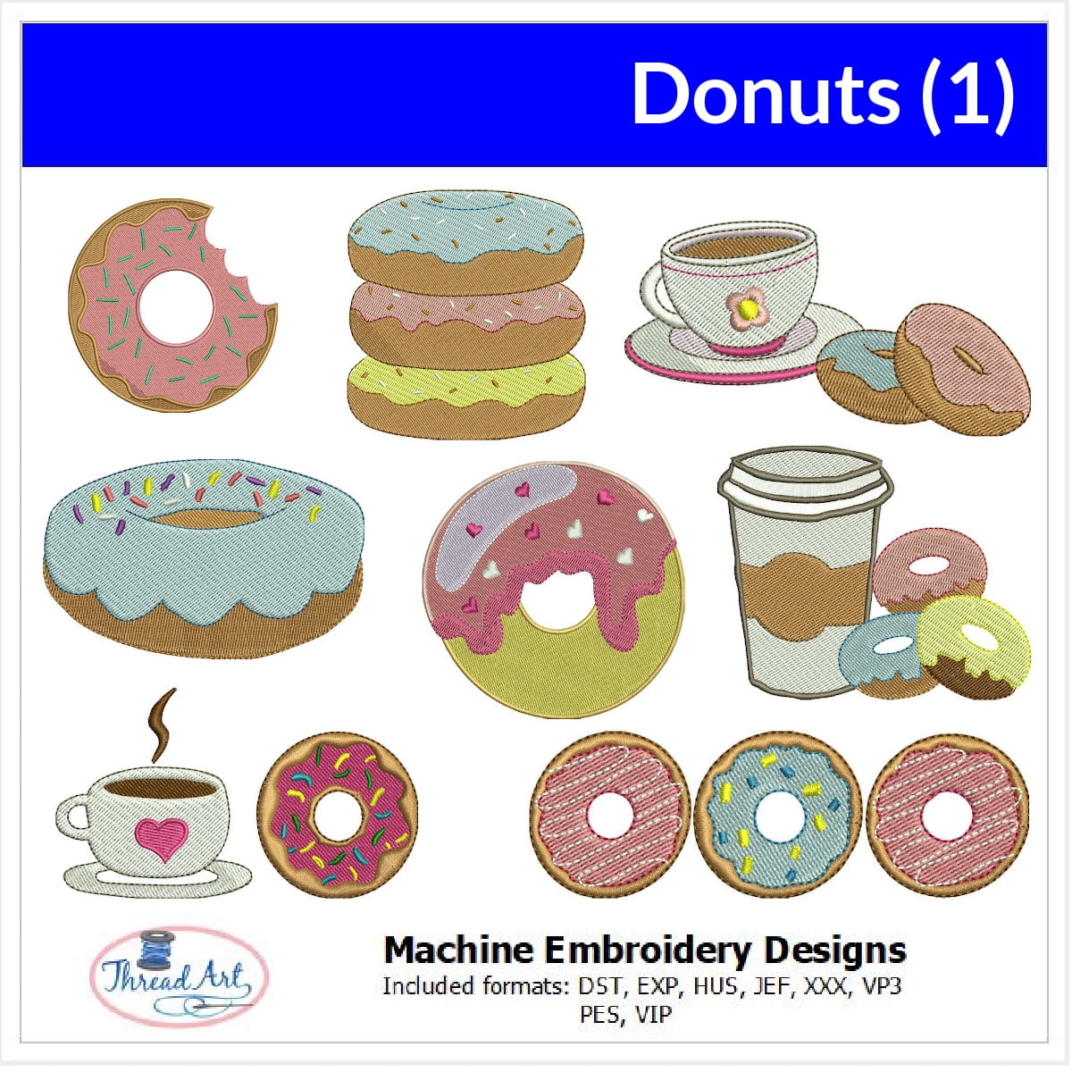 Threadart Machine Embroidery Designs - Donuts (1) - Walmart.com