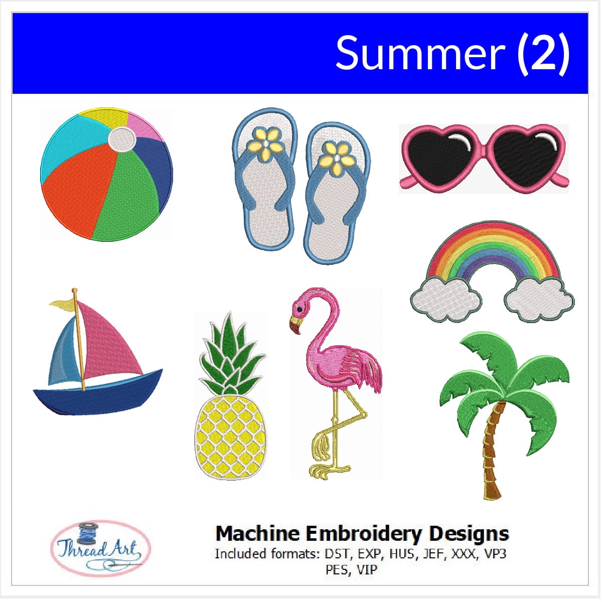 Threadart Machine Embroidery Designs - Summer (2) - Walmart.com