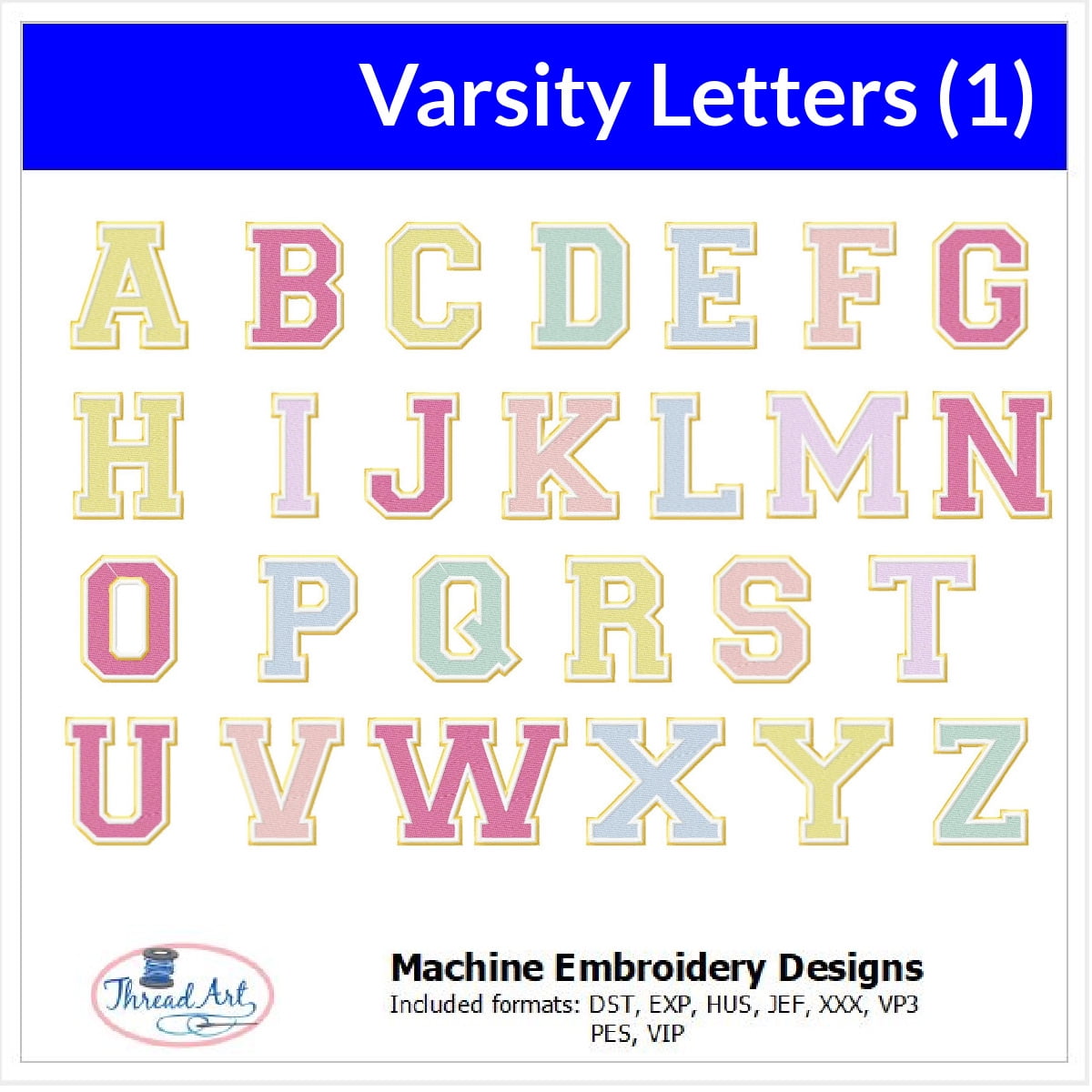 Threadart Machine Embroidery Designs - Varsity Letters (1) - Walmart.com