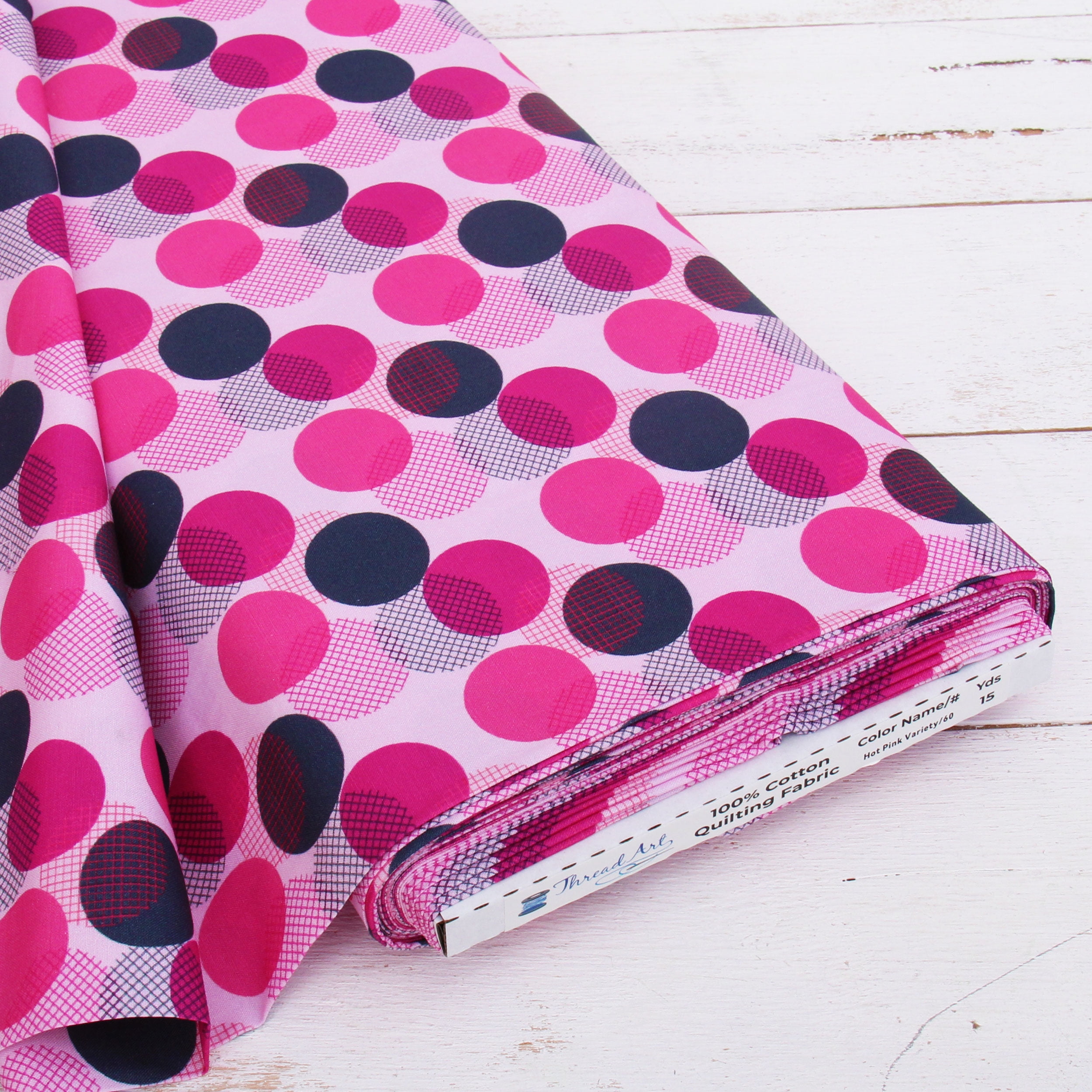 Threadart Premium Cotton Quilting Fabric - Hot Pink Pattern - 44" Width ...