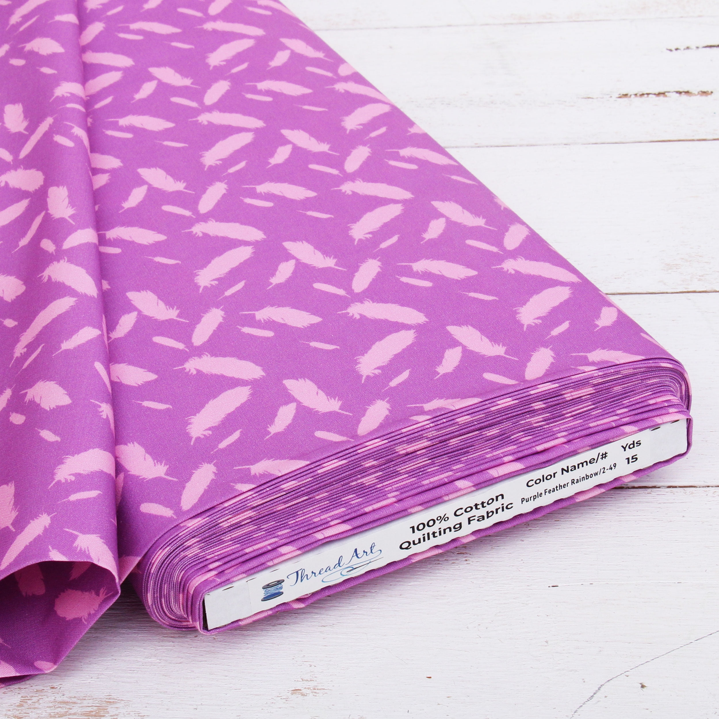 Threadart Premium Cotton Quilting Fabric - Purple Feather - 44" Width ...