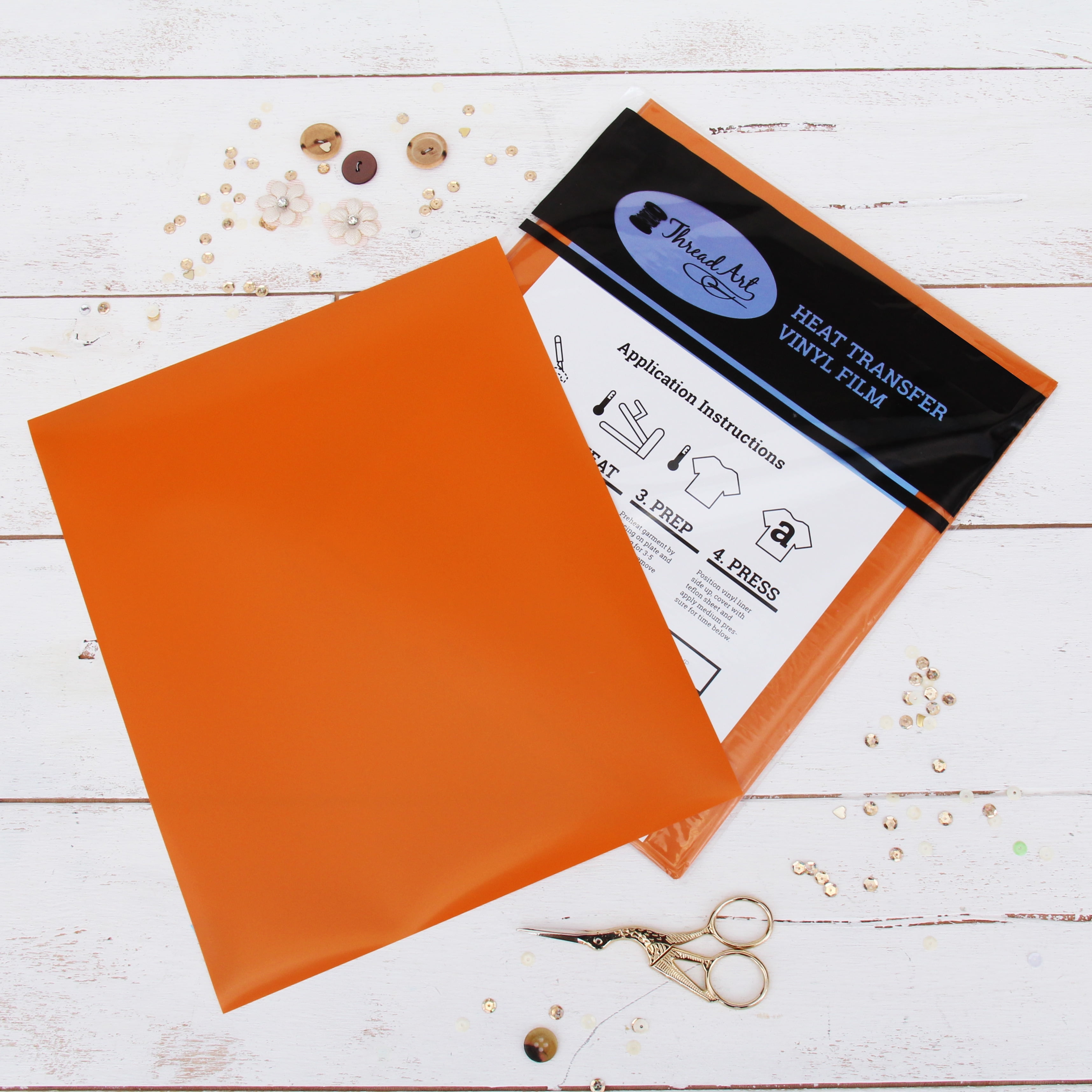 Threadart 10" x 12" Heat Transfer Vinyl Precut Sheets | Solid Colors ...