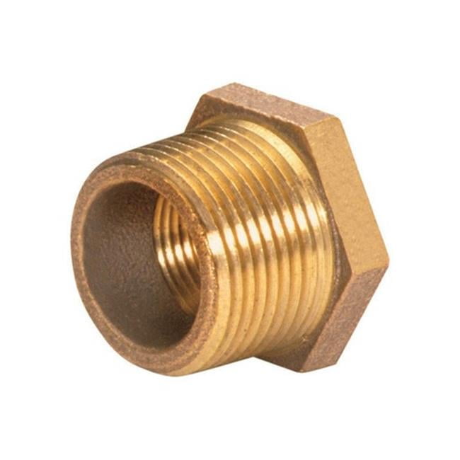 Threaded 0.75 in. MPT x 0.37 in. FPT Red Brass Hex Bushing Coupling ...