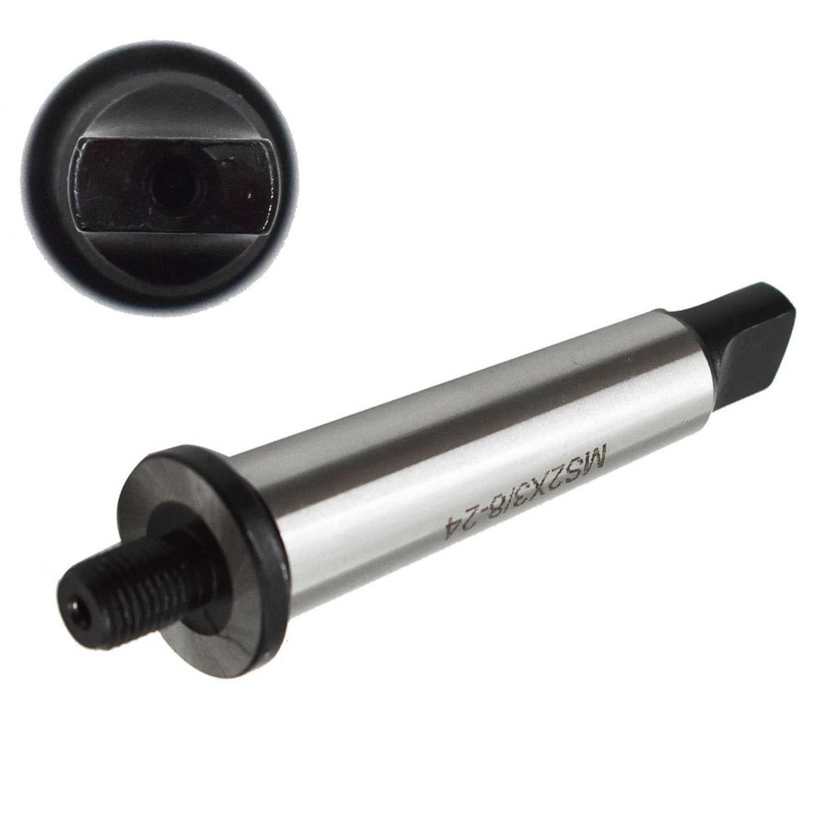 Threaded Drill Chuck Arbor 2MT to 3/8 inch-24 Hardened Morse Taper MT2 ...