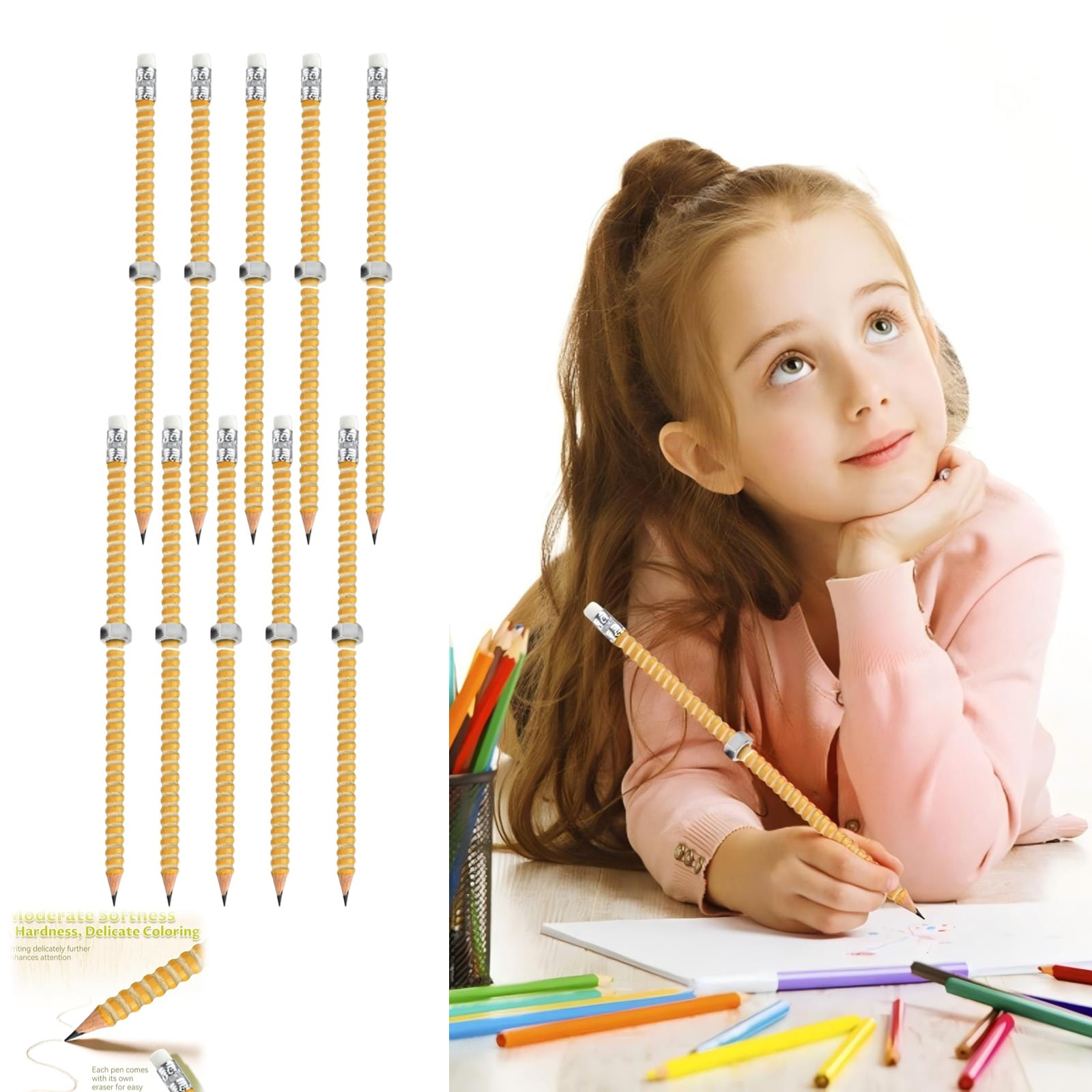 Threaded Fidget Pencil, Threaded Pencils for ADHD, Twist and Write ...