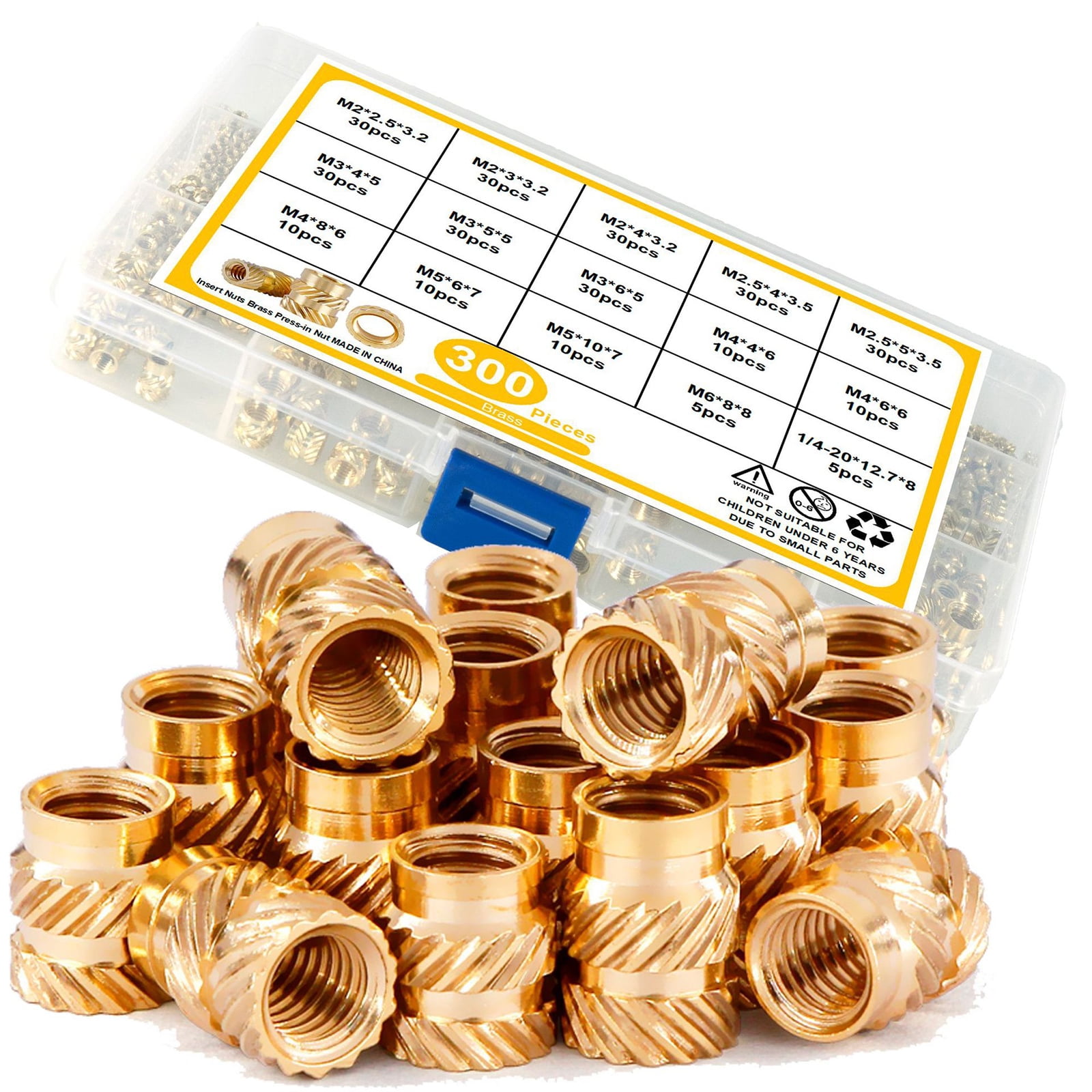 Threaded Insert Nuts Assortment M2-M6 Sizes Brass Material Heat or ...