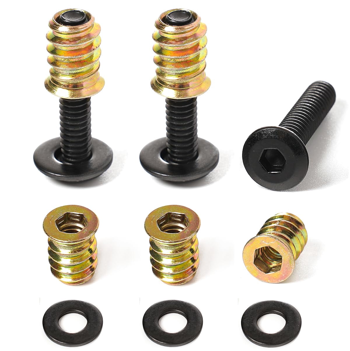 Threaded Insert and Bolt for Wood, Furniture Screw Nut with Black Oxide ...