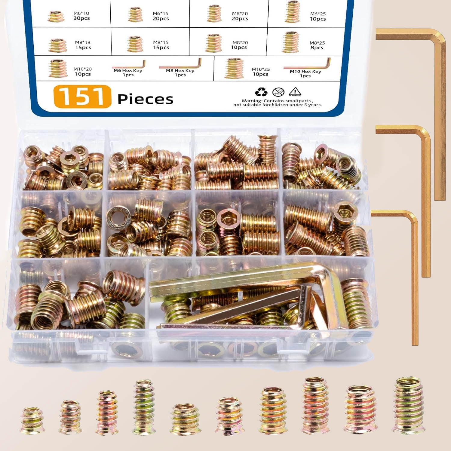 Threaded Inserts for Wood, M6, M8, M10 Threaded Wood Inserts Furniture ...