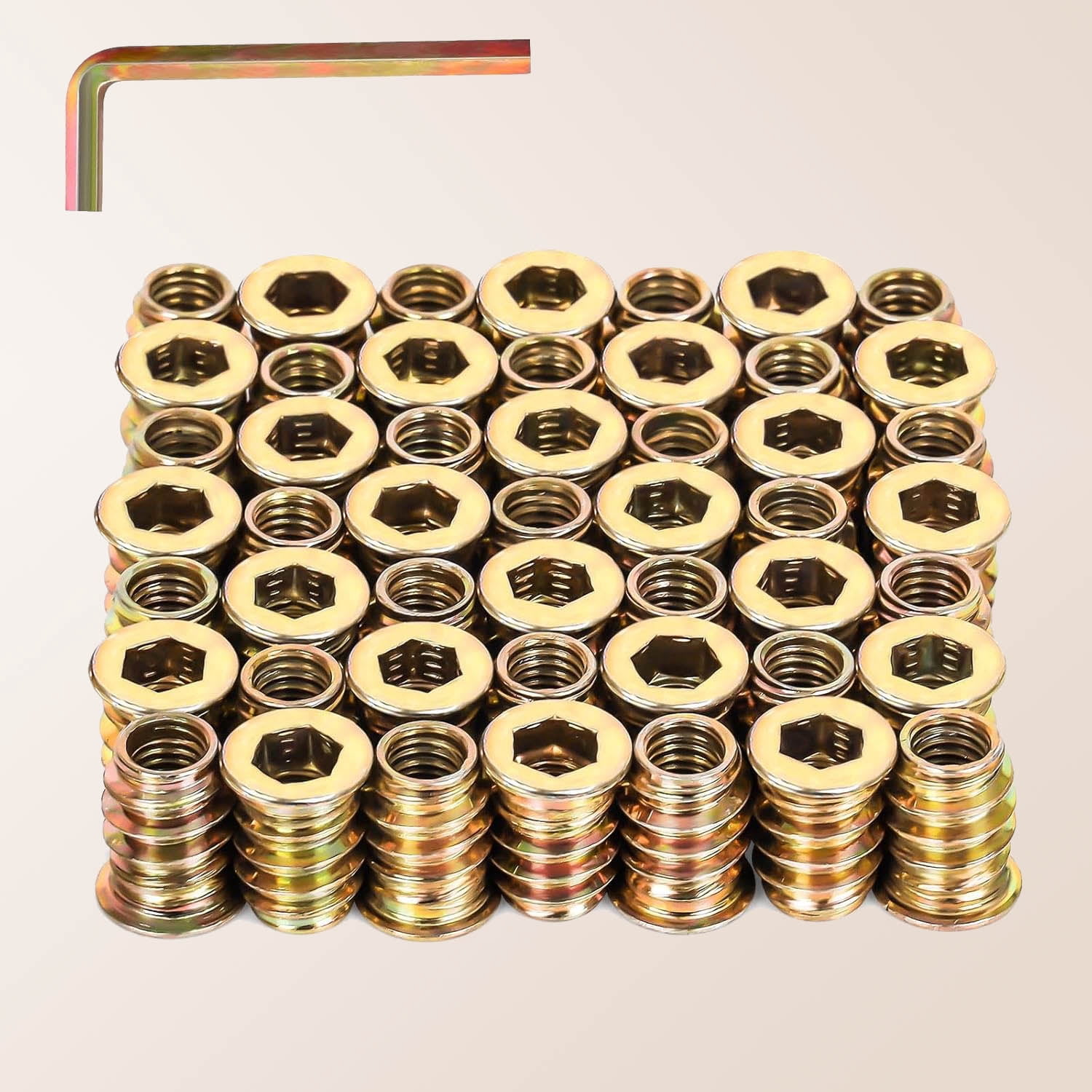 Threaded Inserts for Wood, Hex Drive Wood Nut Inserts for Furniture ...