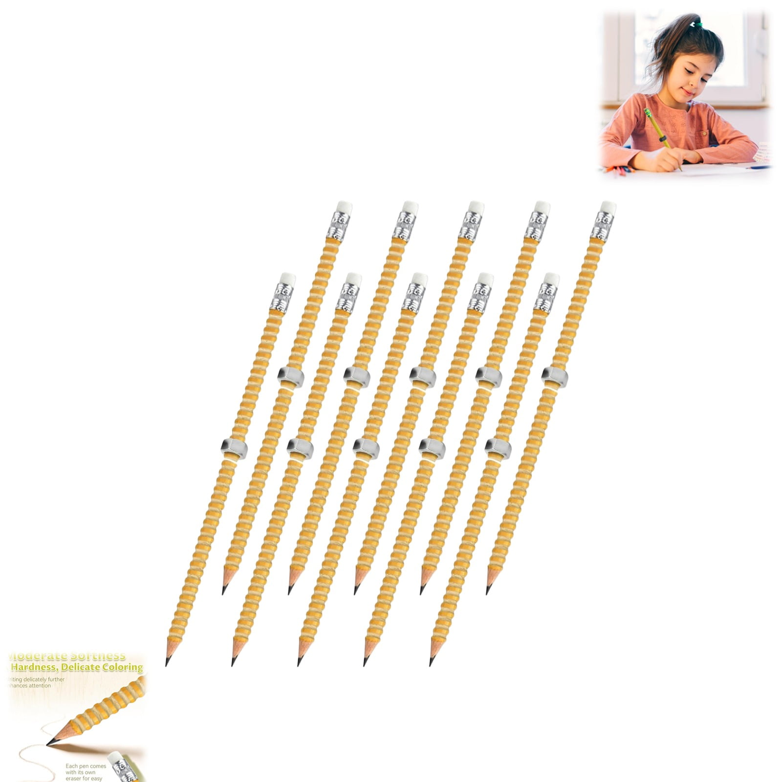 Threaded Pencil for Adhd, Threaded Pencil with Nut, Threaded Fidget ...