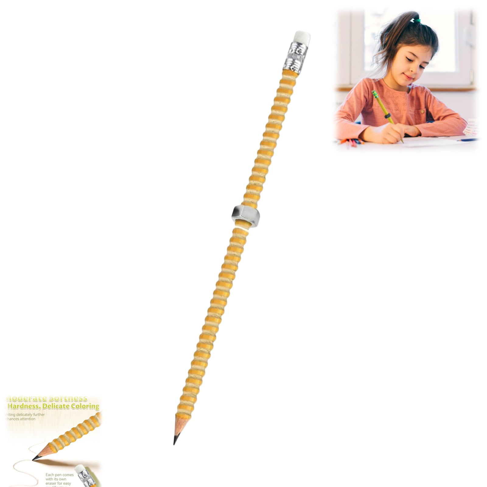 Threaded Pencil for Adhd, Threaded Pencil with Nut, Threaded Fidget ...