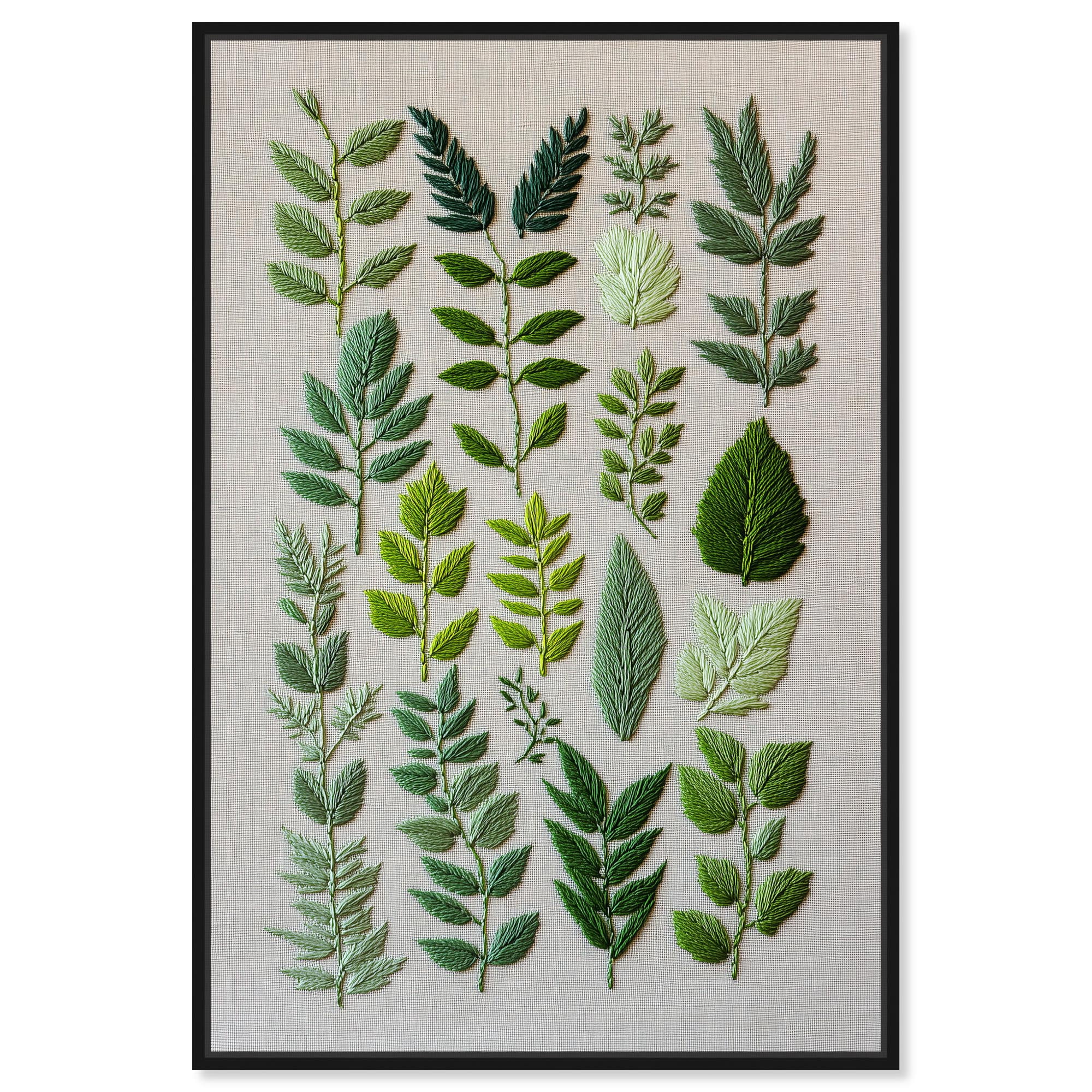Threaded Thicket Canvas Floral Embroidery Prints by Art Remedy, Black ...