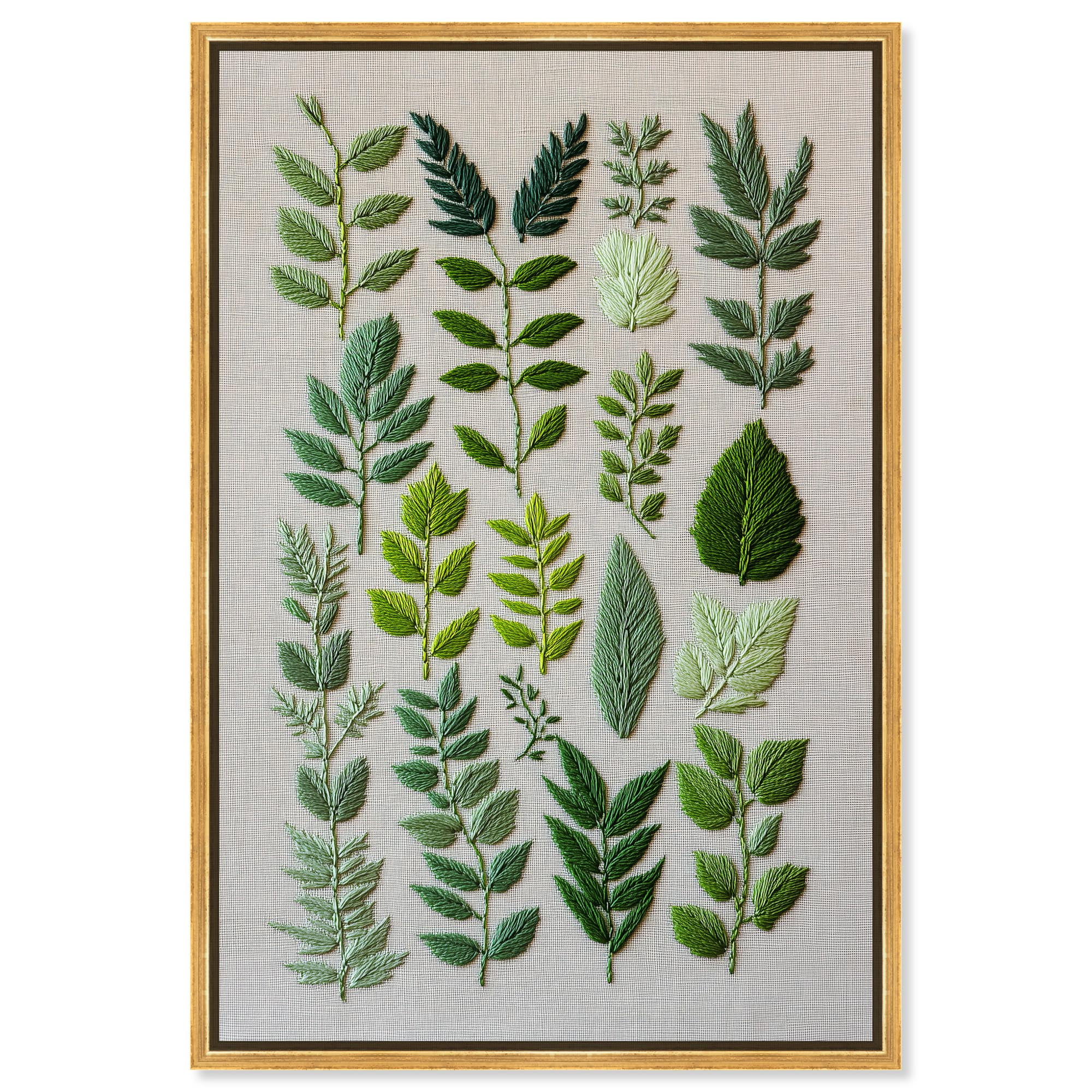 Threaded Thicket Canvas Floral Embroidery Prints by Art Remedy, Gold ...