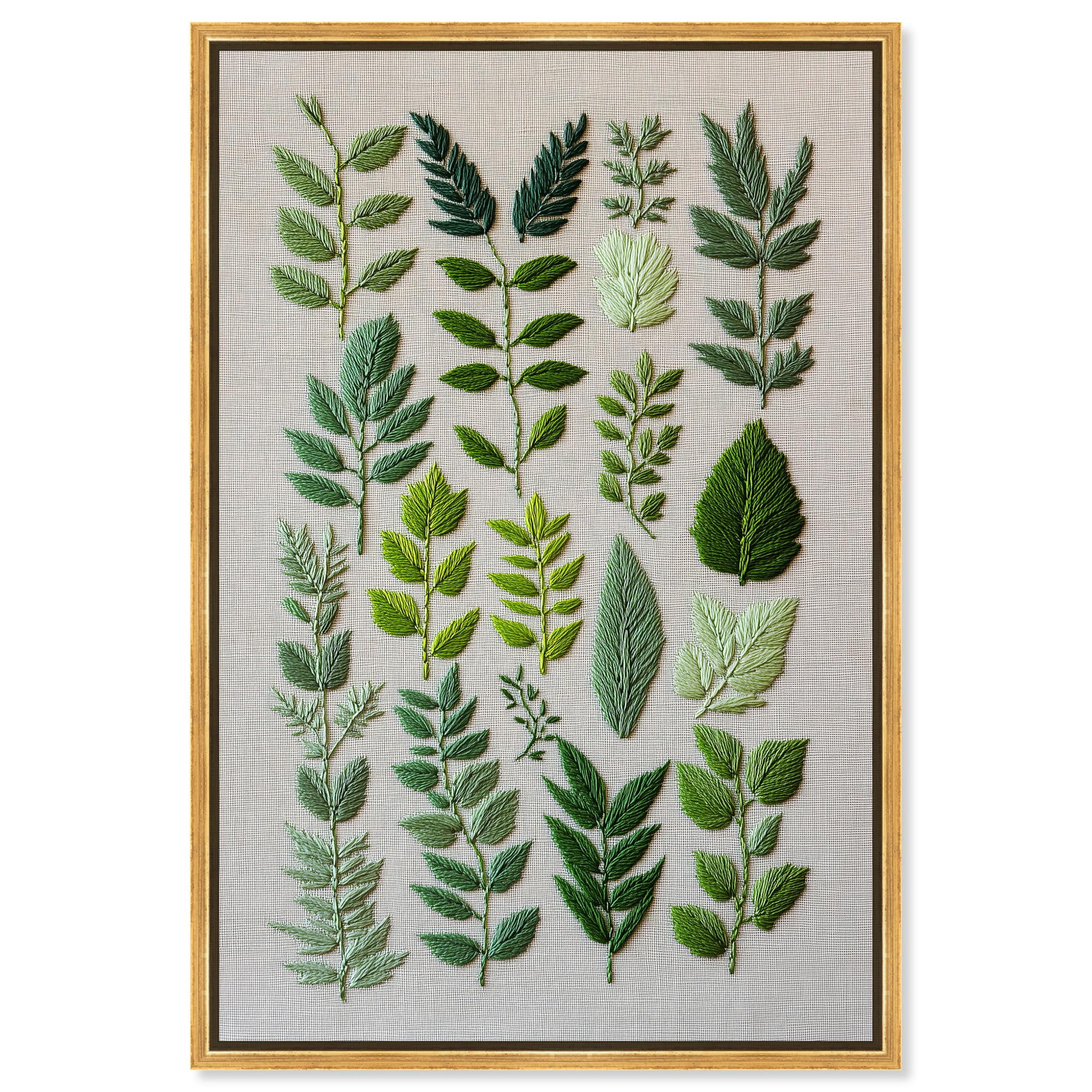 Threaded Thicket Canvas Floral Embroidery Prints by Art Remedy, Gold ...