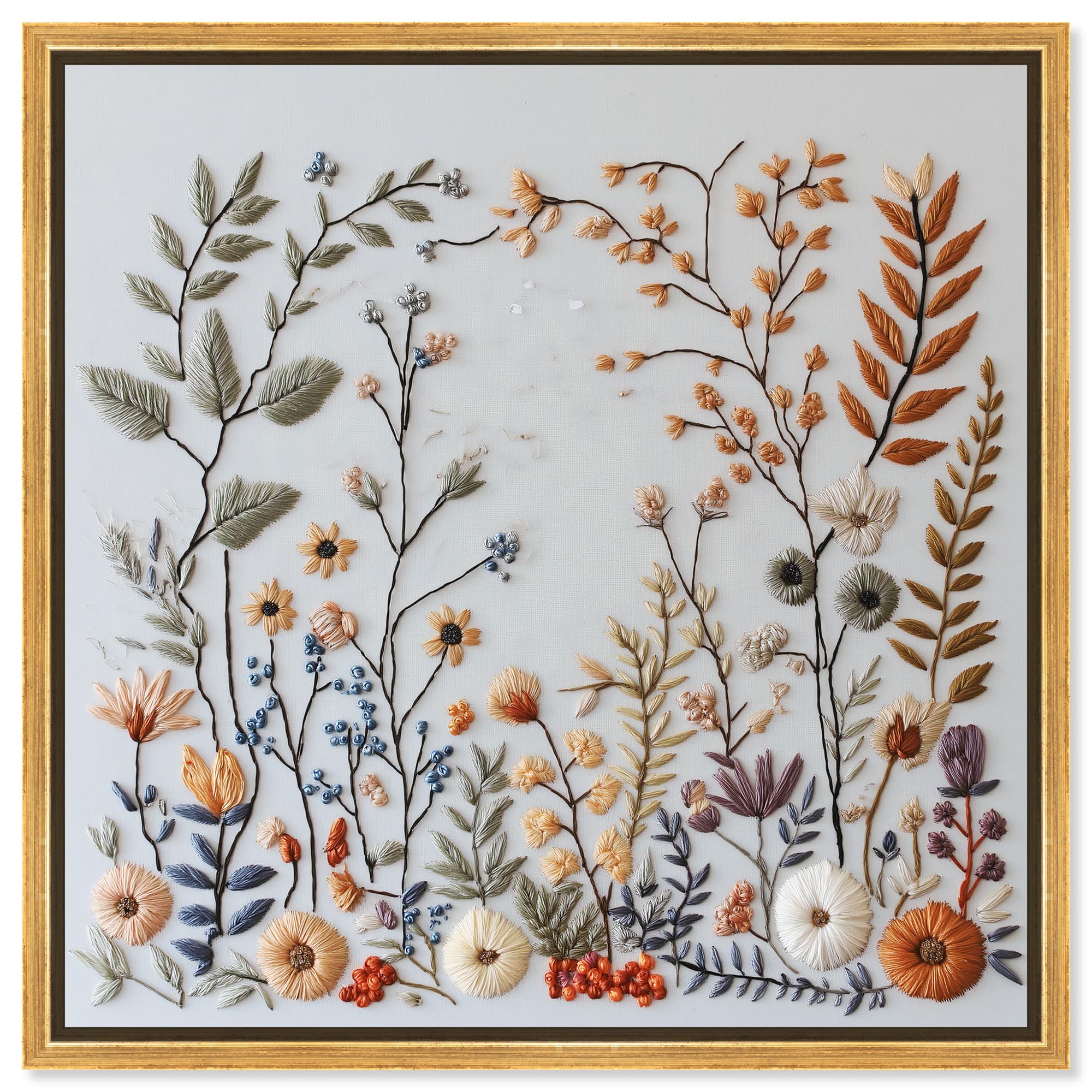 Threaded Thicket Canvas Floral Prints by Art Remedy, Gold Frame, 40 x ...