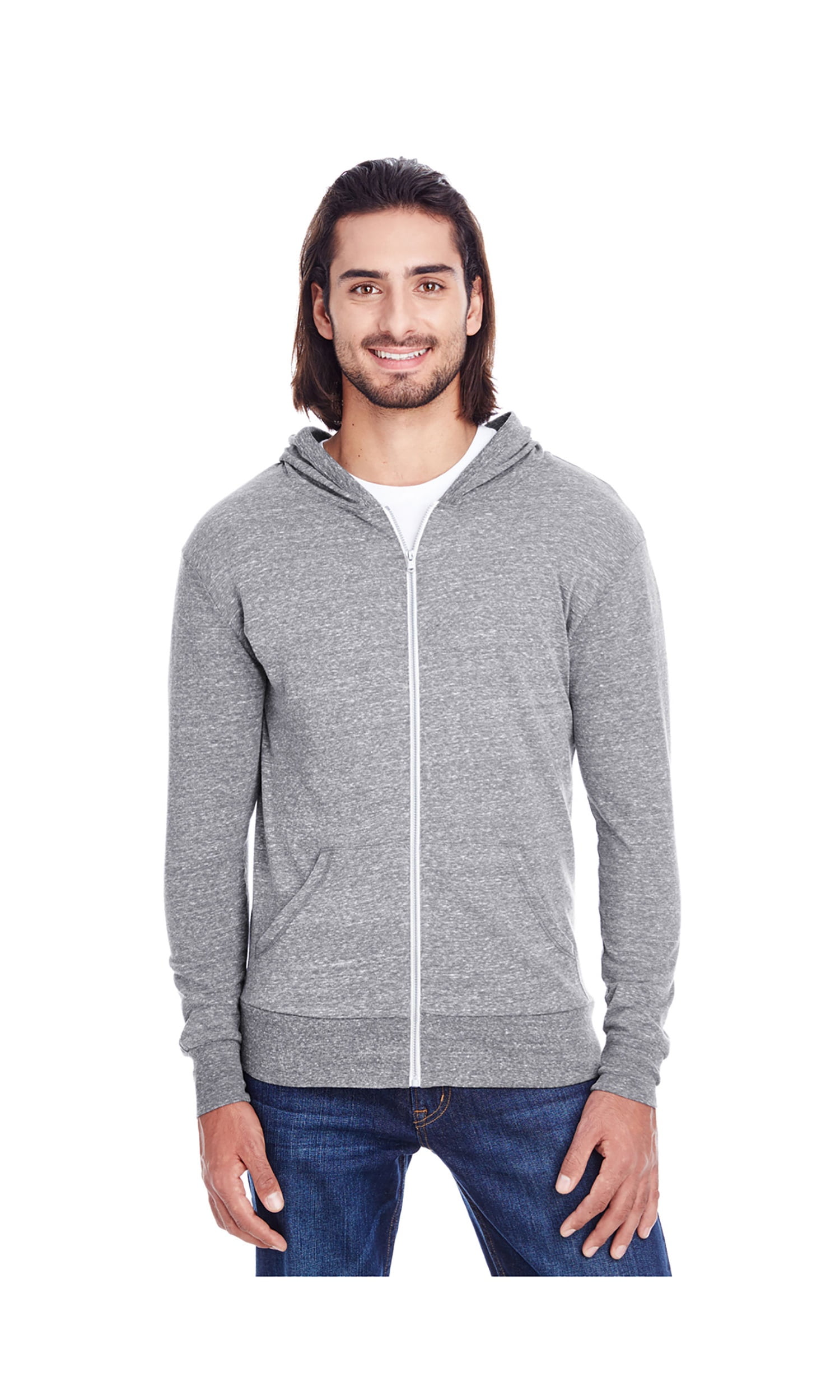 Threadfast Apparel Men's Triblend Full-Zip Light Hoodie, Style 302Z ...