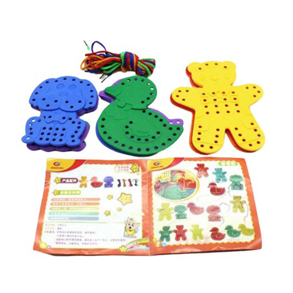 Threading Plate Puzzle Animal Shape Connection Early Childhood Toy ...