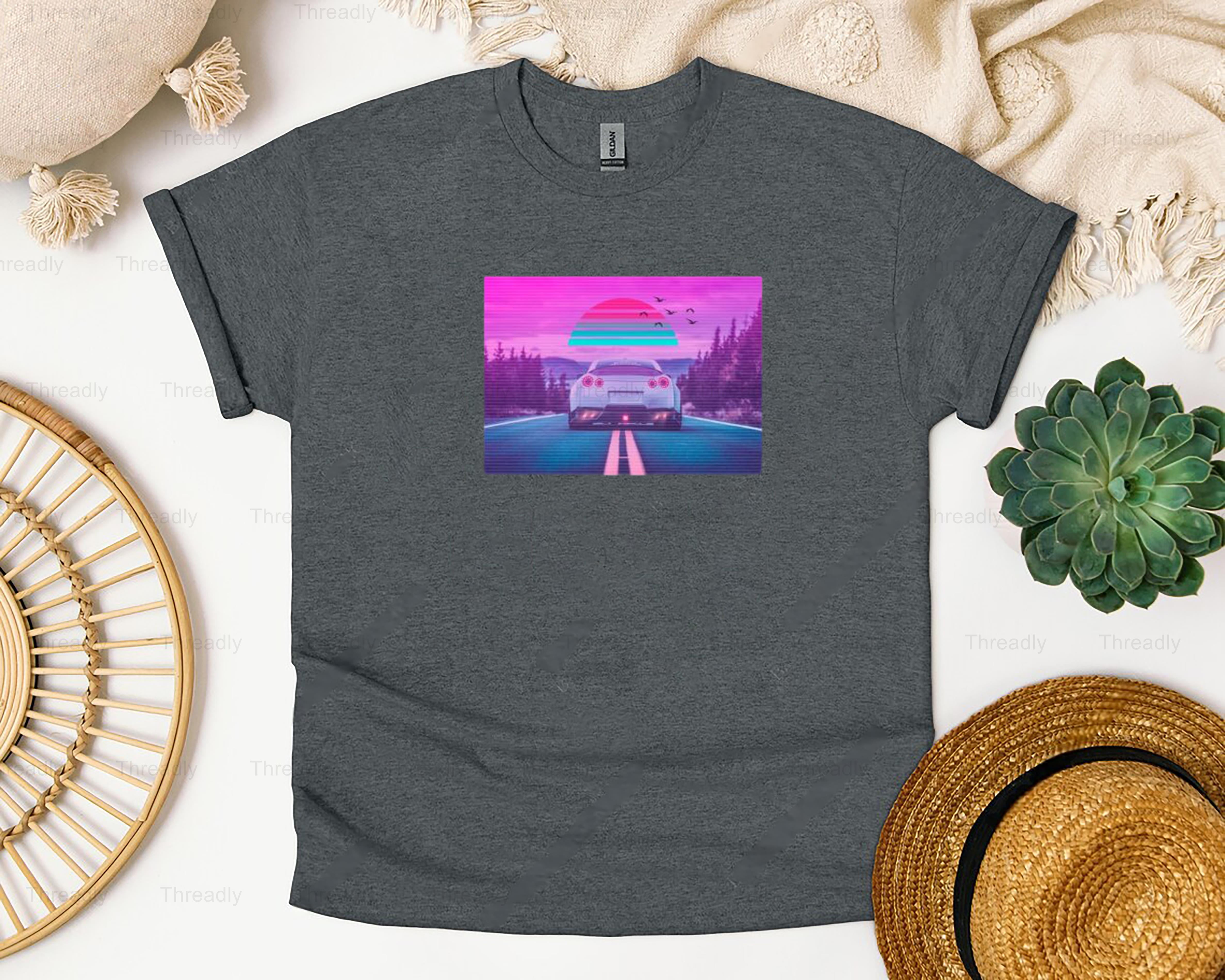 Threadly86 Retro 80s Synthwave Sunset Outrun Vaporwave Music Graphic ...