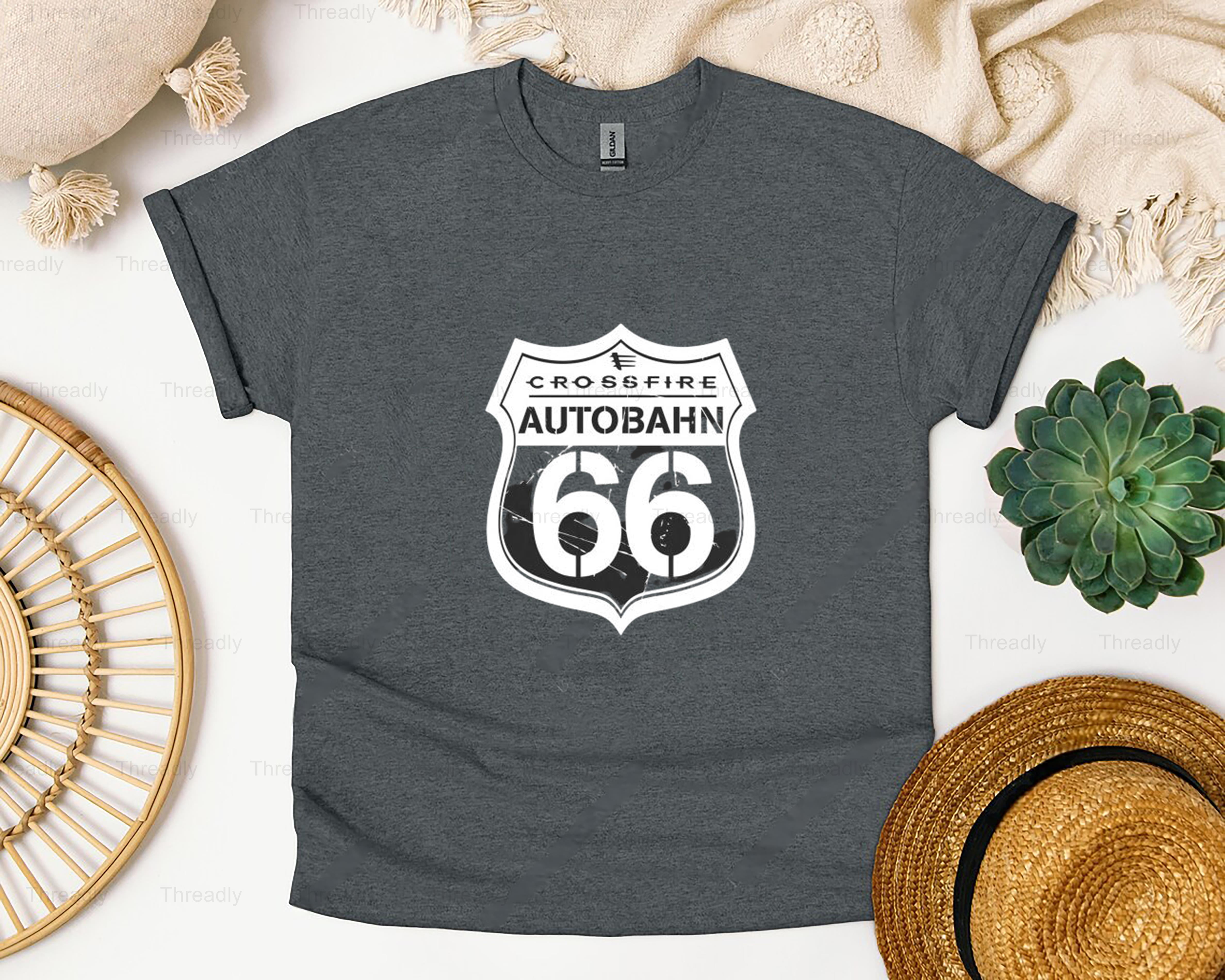 Threadly87 Route 66 Meets The Autobahn Crossfire Graphic Design Style ...