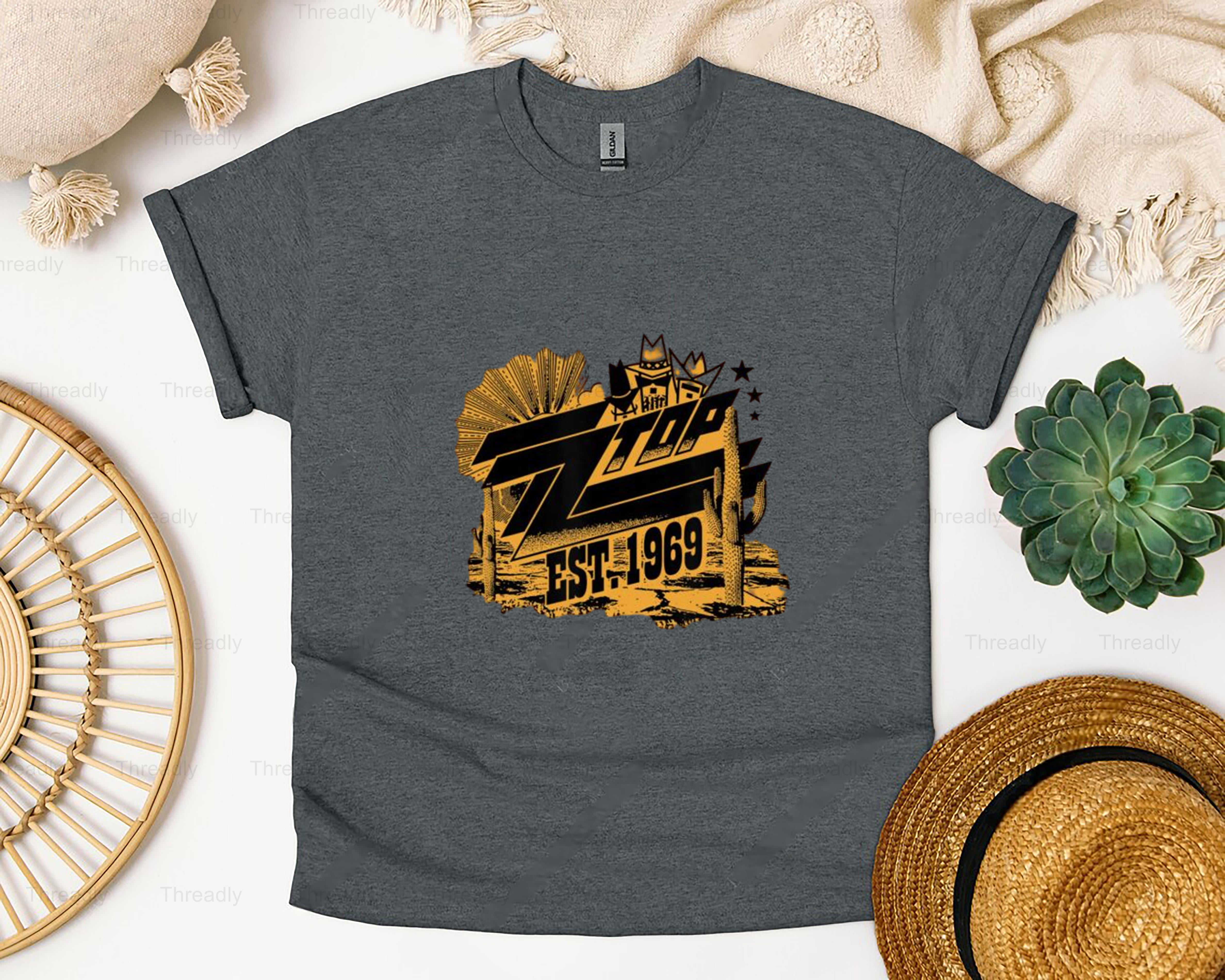Threadly93 ZZ Top Est 1969 Tour Graphic Design Style Rock Band Art Fan ...