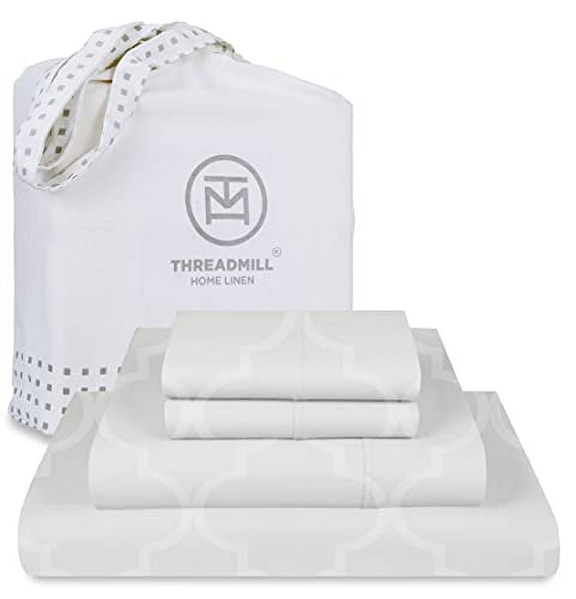 Threadmill Home Linen Cotton Full Size Bed Sheet Set, Damask Jacquard ...