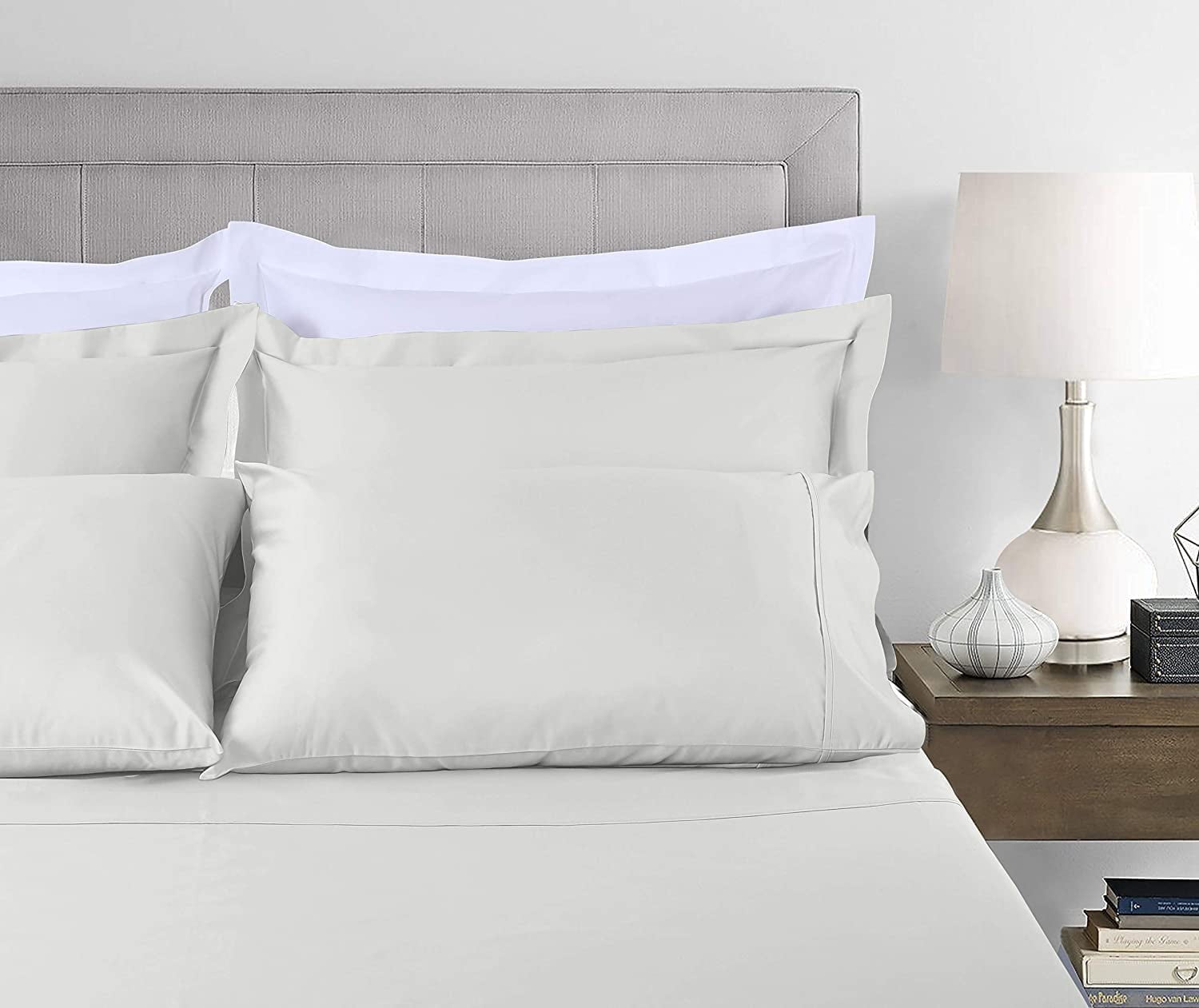 Threadmill Home Linen Cotton Queen Size Bed Sheet Set, Solid Sateen ...