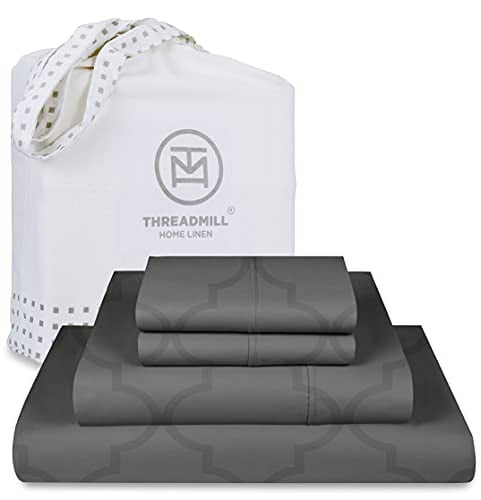 Threadmill Home Linen Cotton Sheets King Size Bed, 4 Pieces, Damask ...
