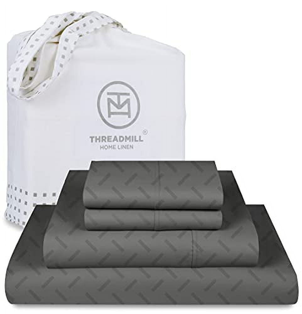 Threadmill Home Linen Cotton Twin Size Bed Sheet Set, Damask Jacquard ...