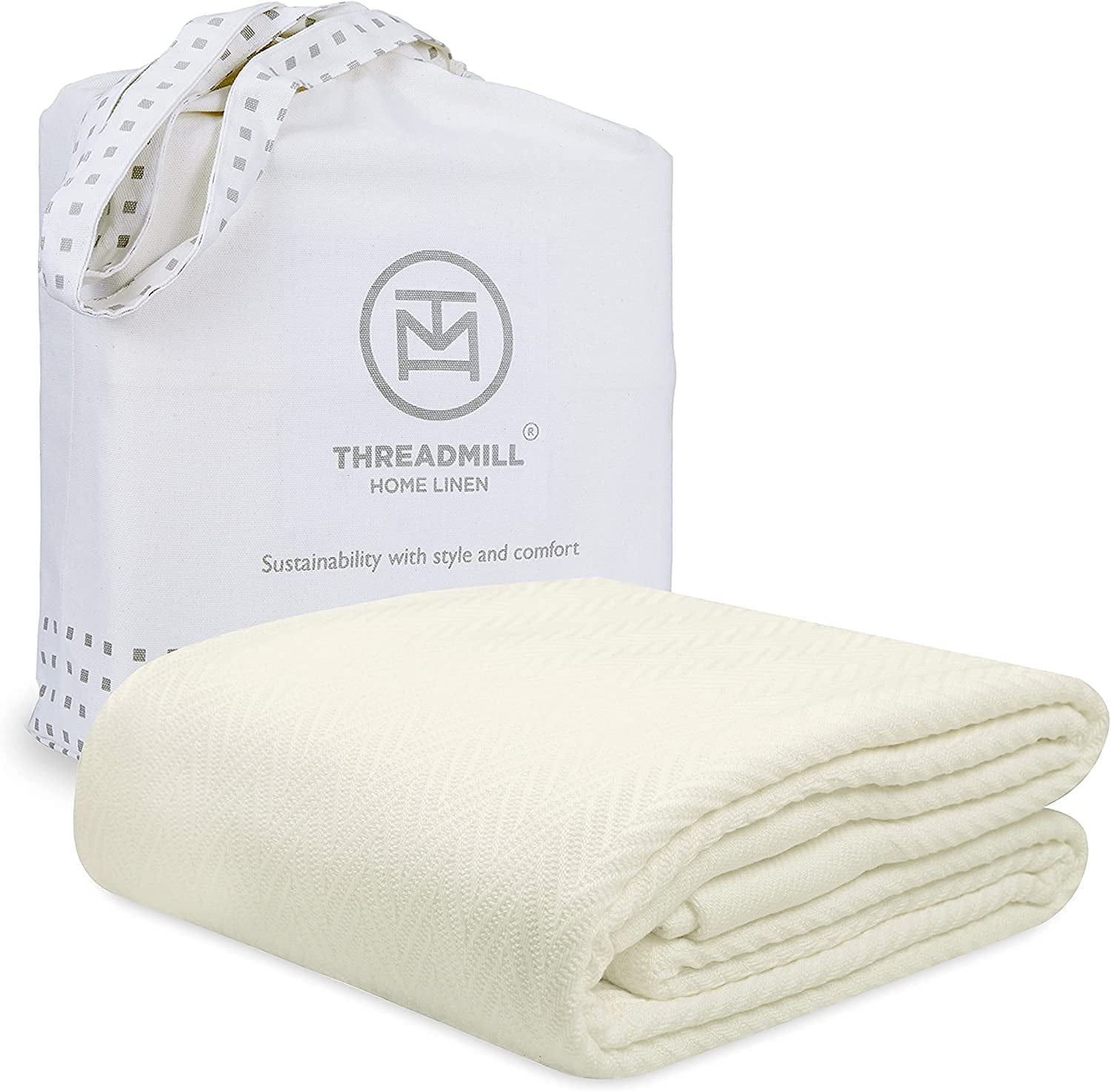 Threadmill Home Linen Cotton Herringbone Fall Thermal Blanket for Queen ...