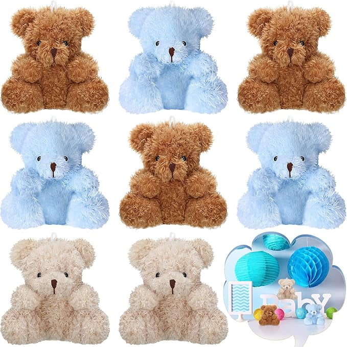 Threan 8 Pcs Mini Plush Bears 4'' Small Bear Bulk Stuffed Animal Toys ...