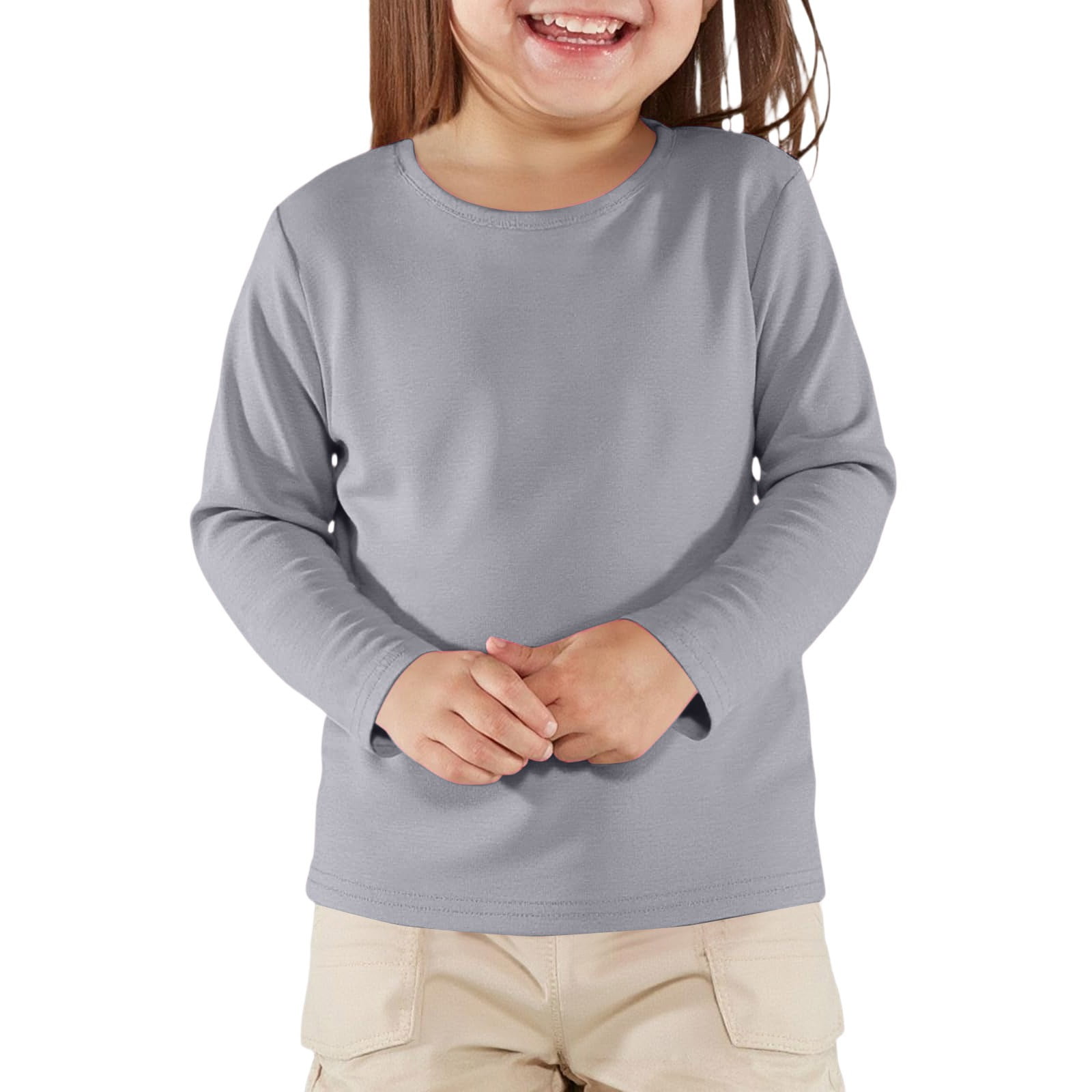 Thredzr Girls Shirt Size 7-8 Long Sleeve Tops Basic Fashion Solid Color ...