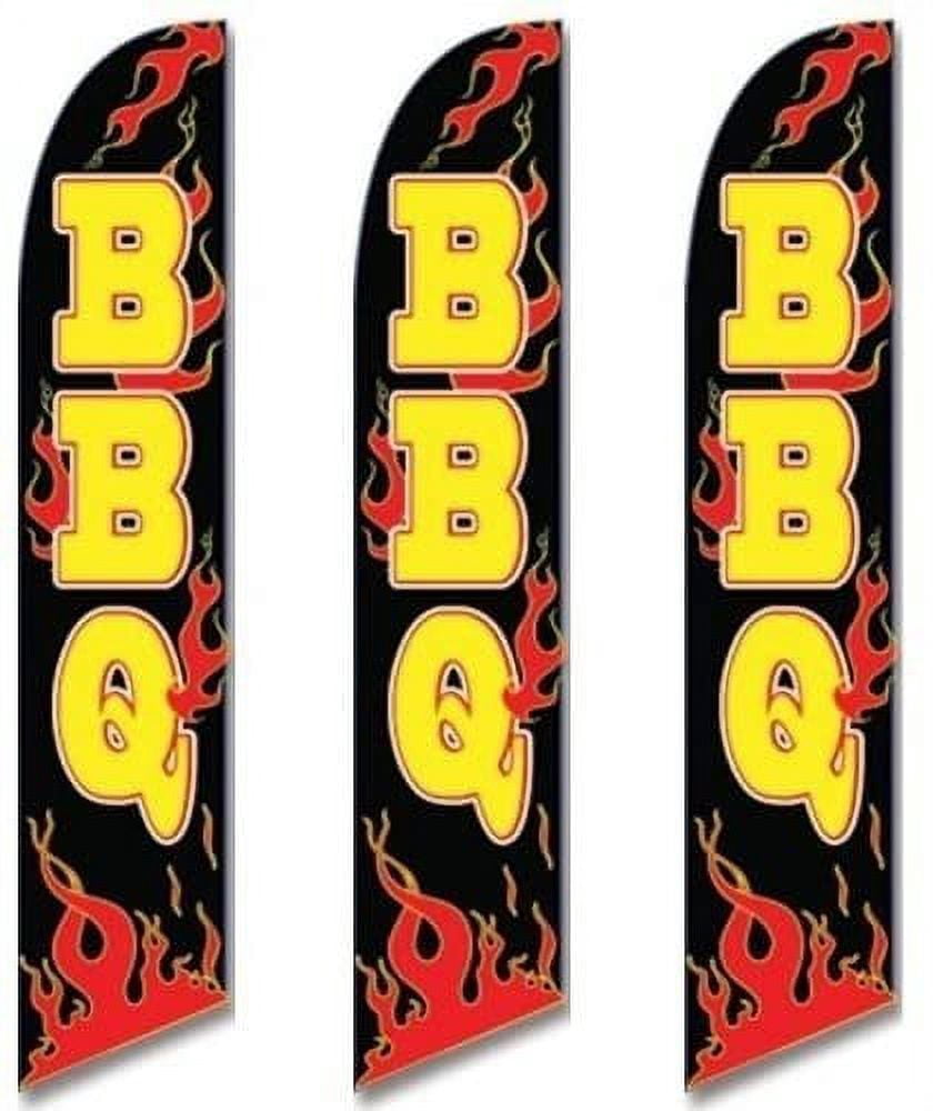 FFN Three-Pack Full Sleeve Swooper Flags, BBQ Design, Heavy Duty ...