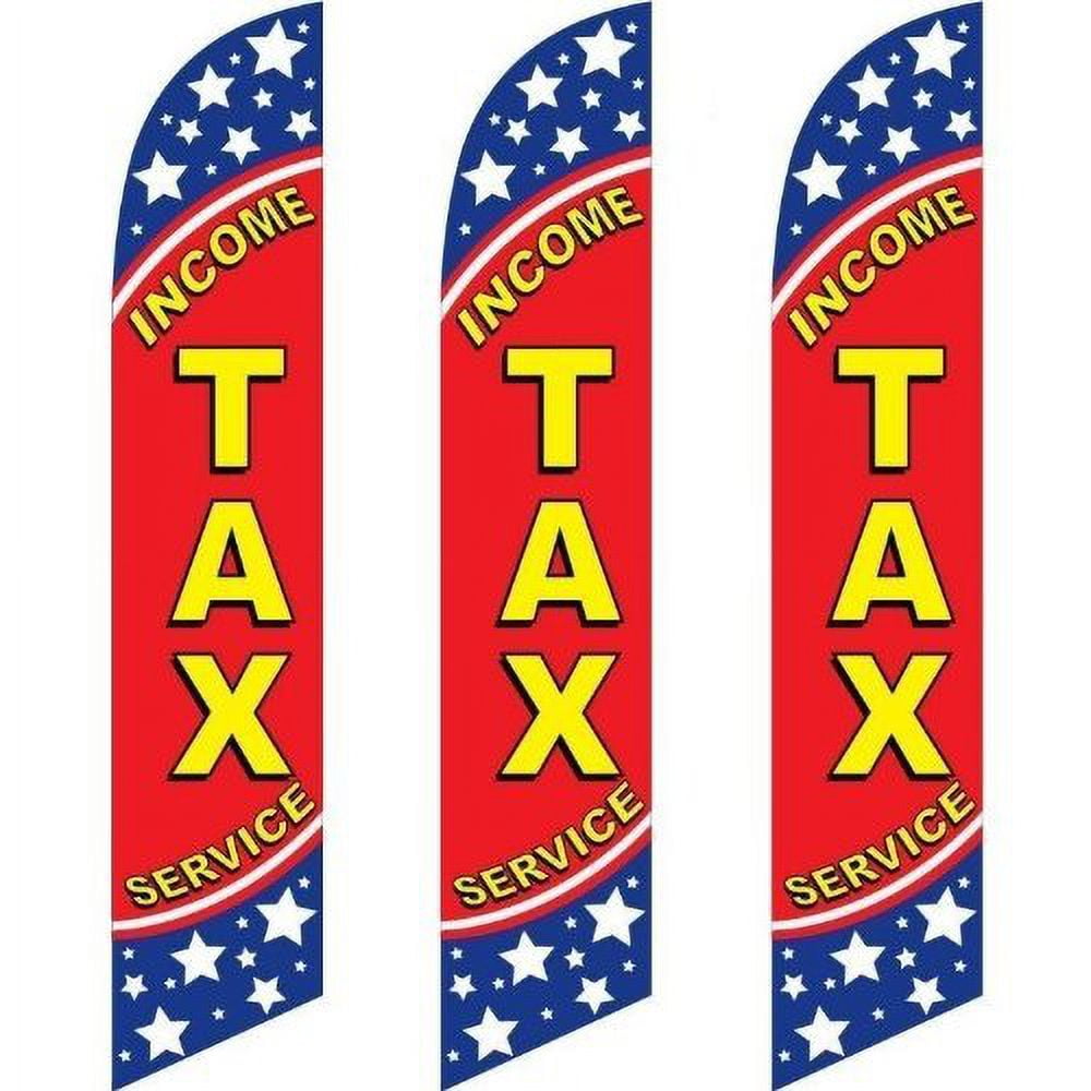 Three (3) Pack Full Sleeve Swooper Flags INCOME TAX SERVICE Red Yellow ...