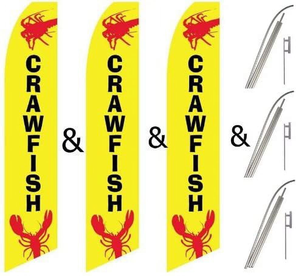 Three 3 Pack Swooper Flags & Pole Kits Crawfish Yellow Red Black ...