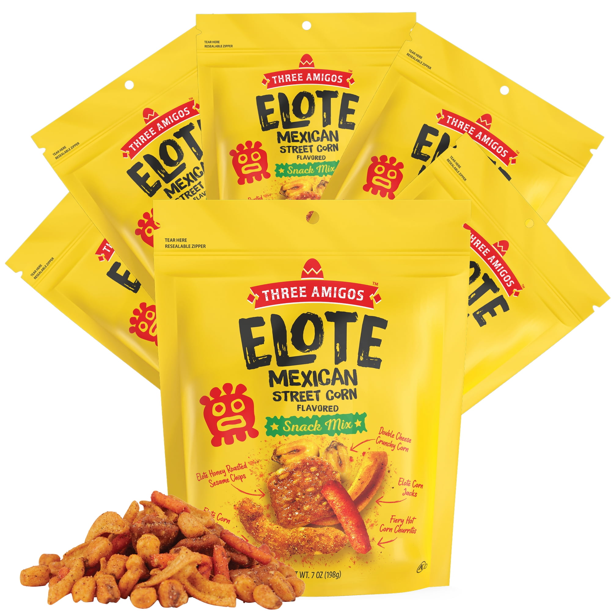 Three Amigos Elote Snack Mix, Mexican Street Corn Flavor, 7 oz 6 Pack ...