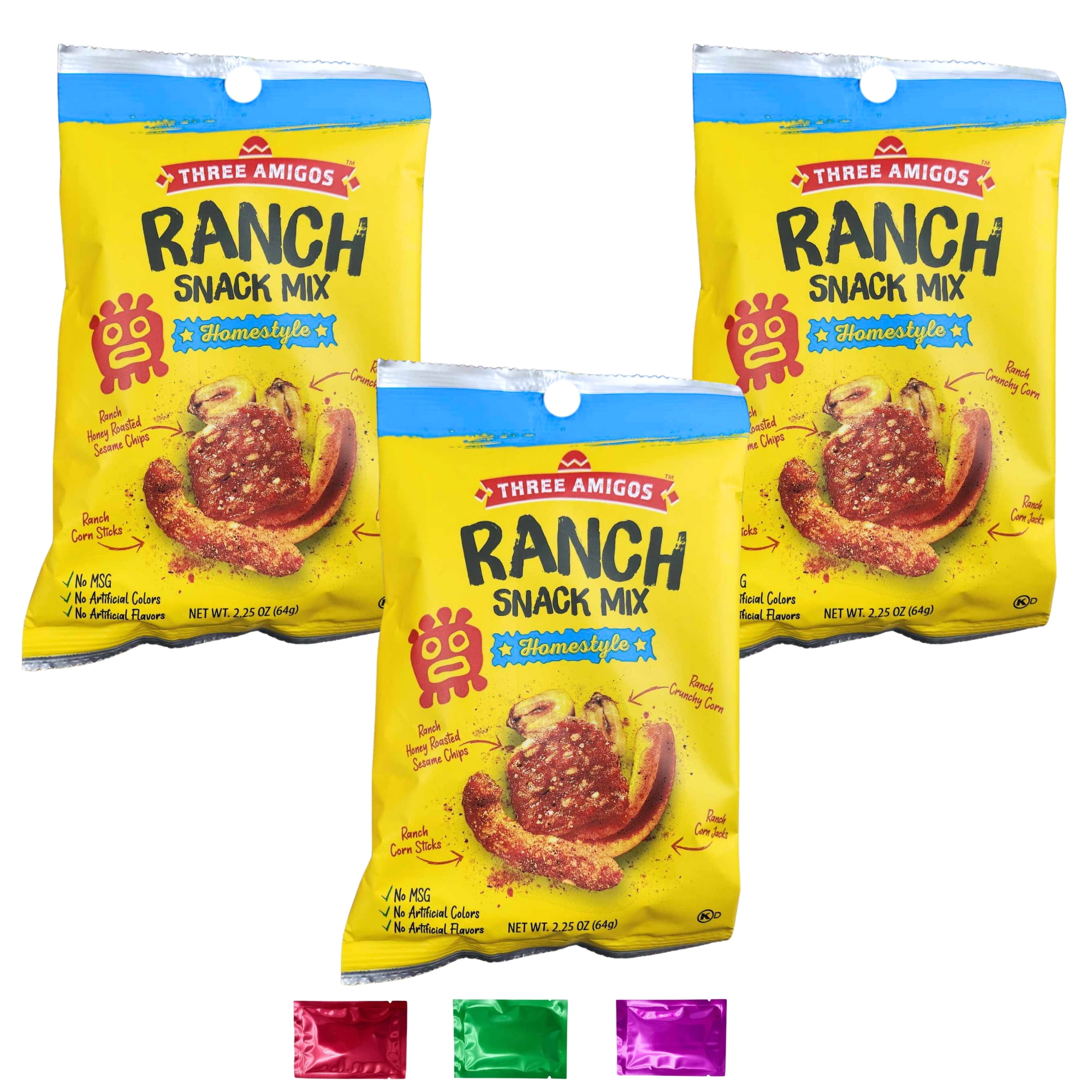 Three Amigos Ranch Snack Mix Homestyle Flavored Corn Snacks, Assorted ...