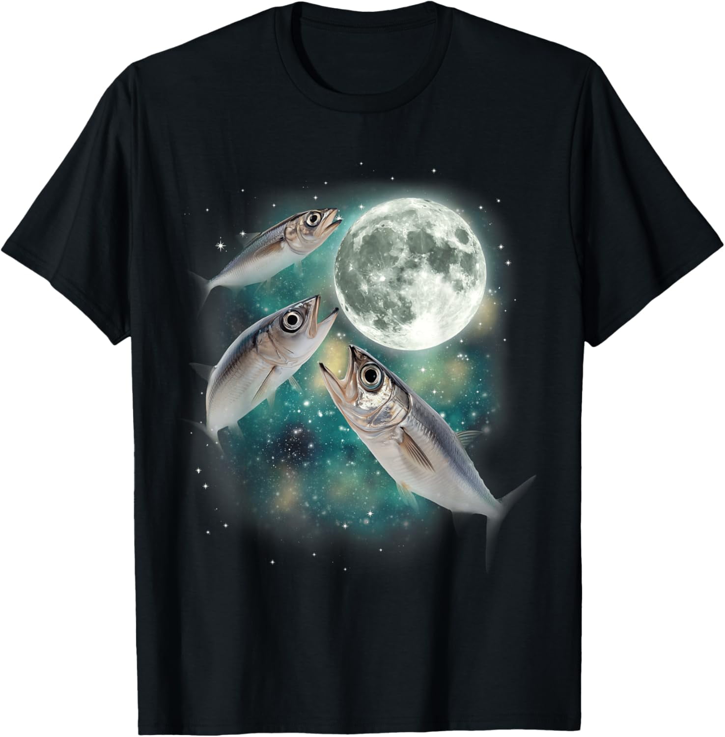 Three Anchovee Fish | 3 Fish Howling Meme Magical Cursed T-Shirt ...