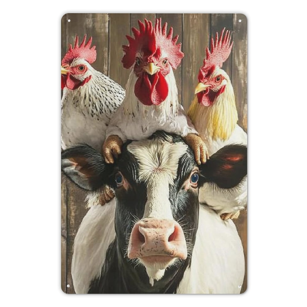 Three Animals Decorative Tin Sign 8x12 Inch - Rustproof Metal Wall Art ...