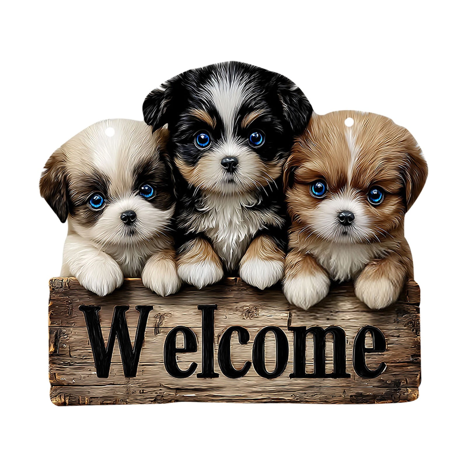 Three Animals Wooden Welcome Plaque, Welcomes Dogs Front Door Sign, 2D ...