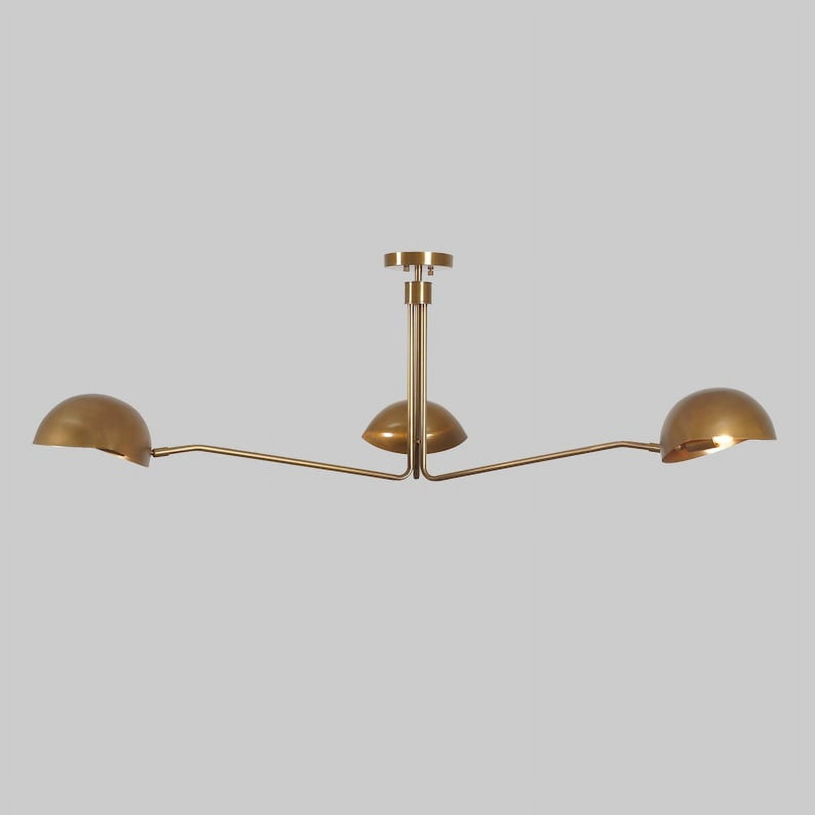Three-Arm Bras Sputnik Chandelier Light Fixture Mid Century Brass ...