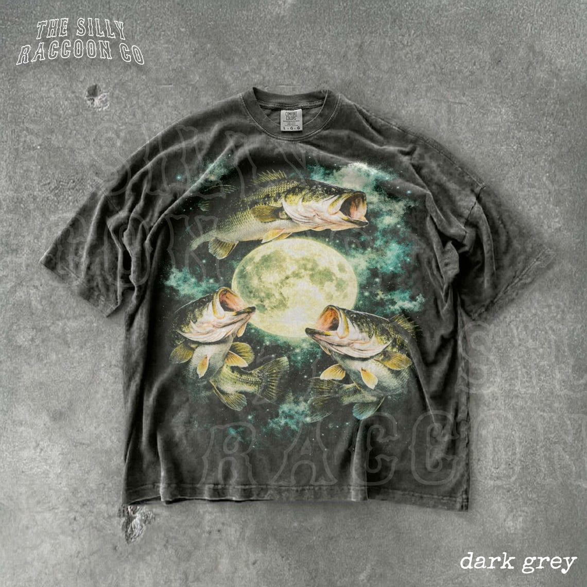 Three Bass Moon Fishing Shirt Vintage Largemouth Night Angler Retro ...