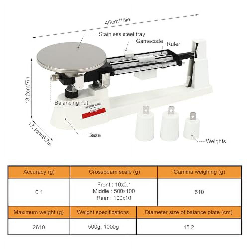 Three Beams Scale, Lab Scale Mechanical Balance Scale 0.1g Accuracy ...