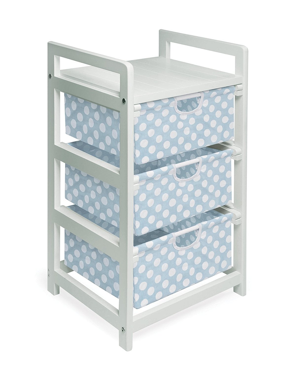 Three Bin Hamper or Storage Unit-Color:Blue & White Polka Dot - Walmart.com