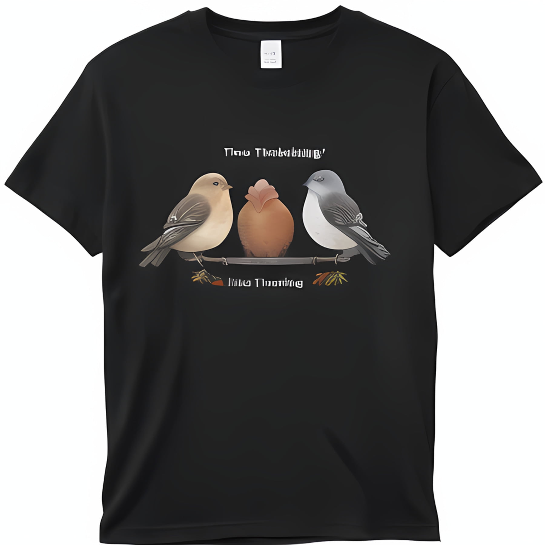 Three Birds OneYOU Urban t Black T-Shirt Design 2D Cartoon Style Birds ...