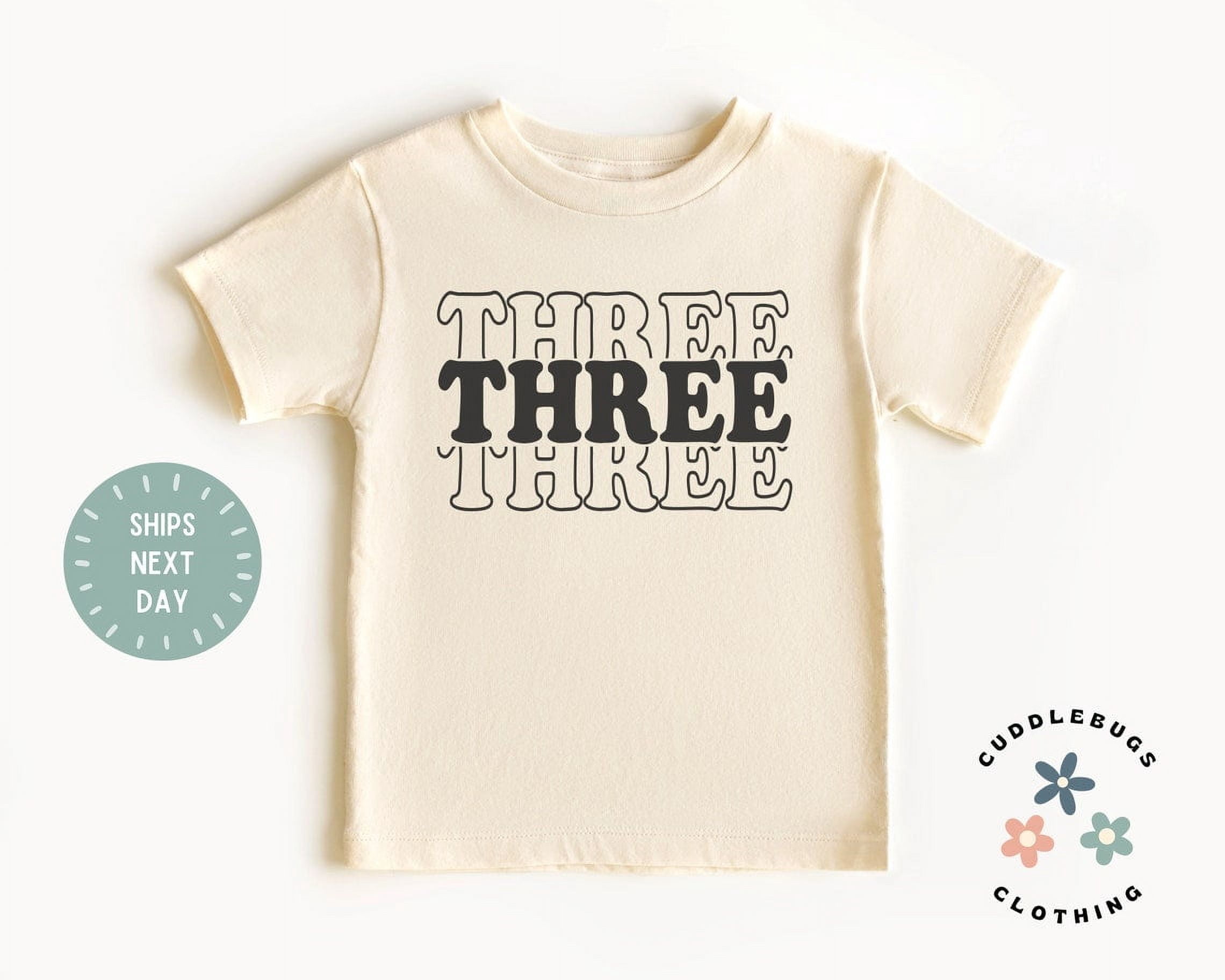 Three Birthday Tee - Stacked Threes Unibirthday Shirt - Retro Third ...