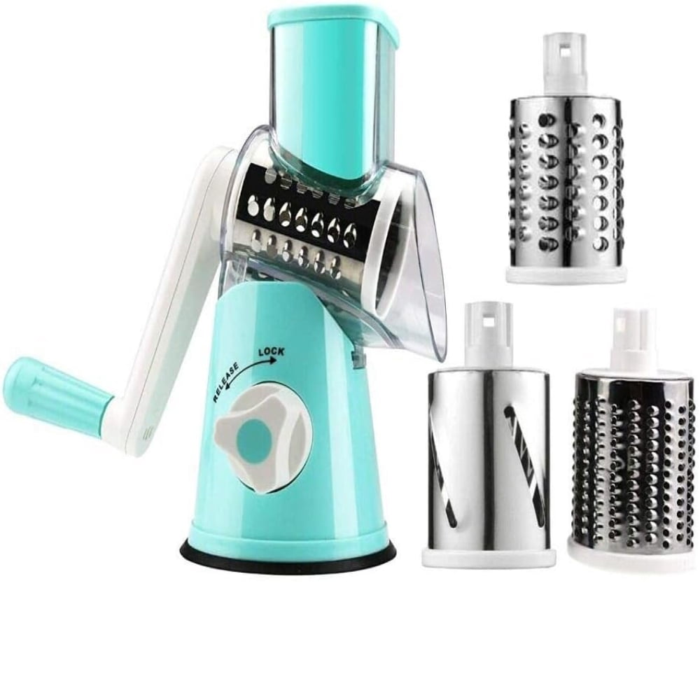 Three Blade Manual Rotary Vegetable Slicer, Mandoline, Shredder, Cheese ...