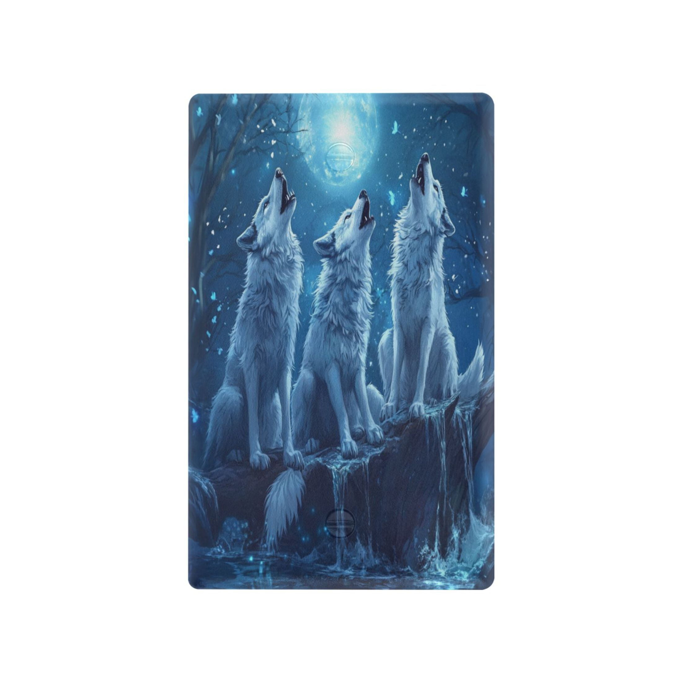 Three Blue Wolves Light Switch Cover Switch Plate Outlet Cover Plug ...